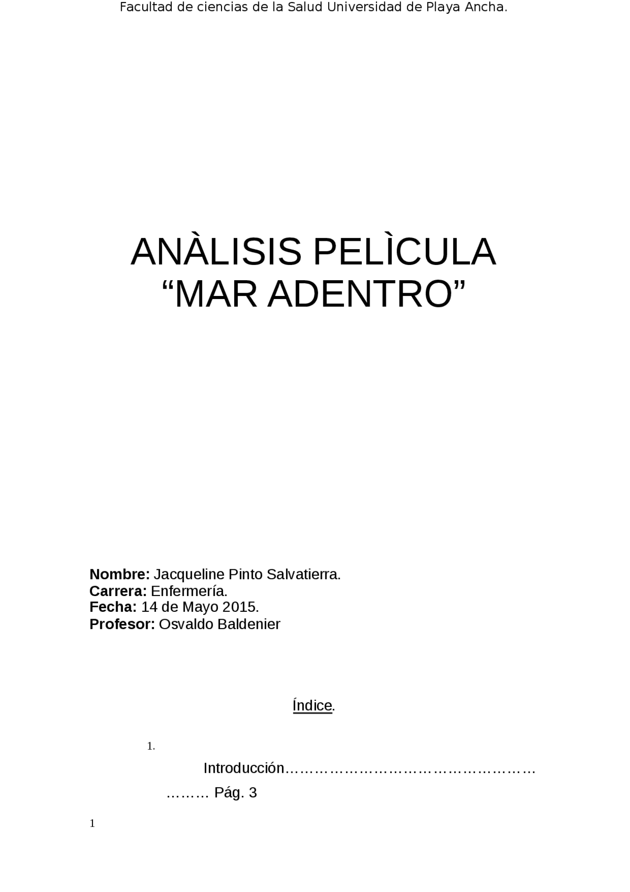 analisis pelicula mar adentro - Apuntes de Enfermería | Docsity