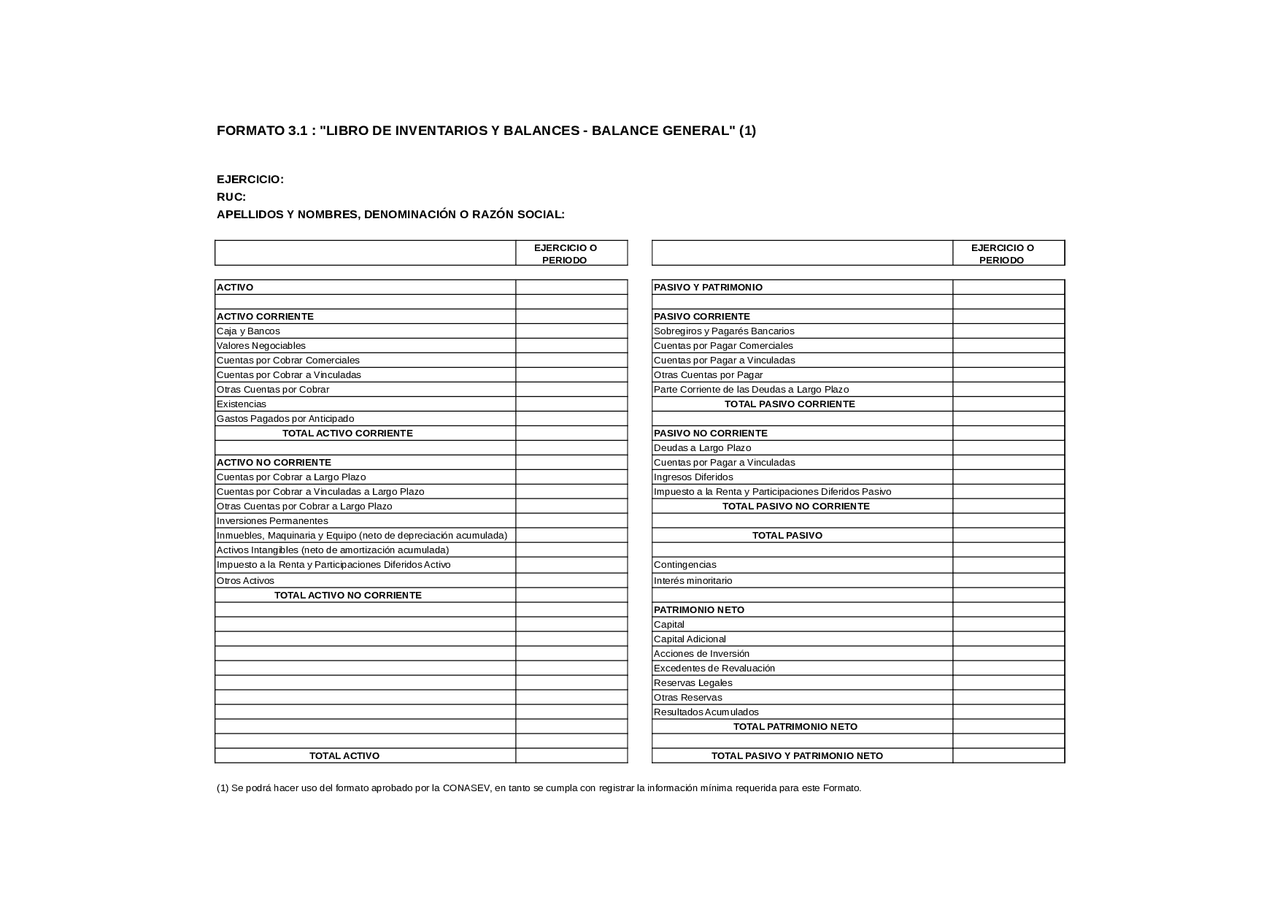 Formato de contabilidad - Apuntes de Economía | Docsity