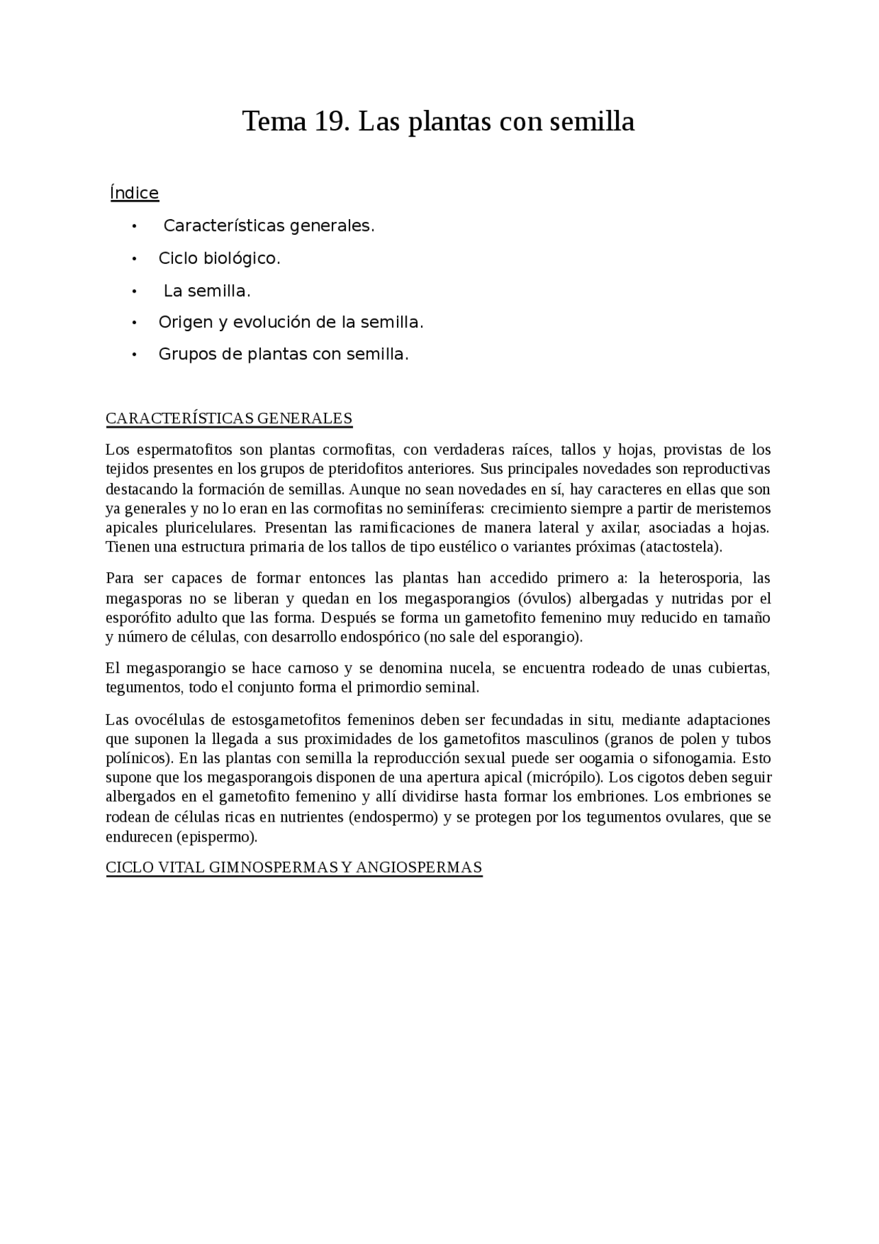 Las plantas con semilla - Apuntes de Botánica y Agronomía | Docsity