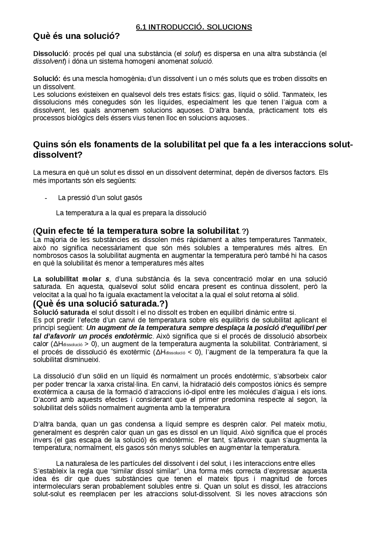 Resum T6 Química - Resúmenes de Química - Docsity