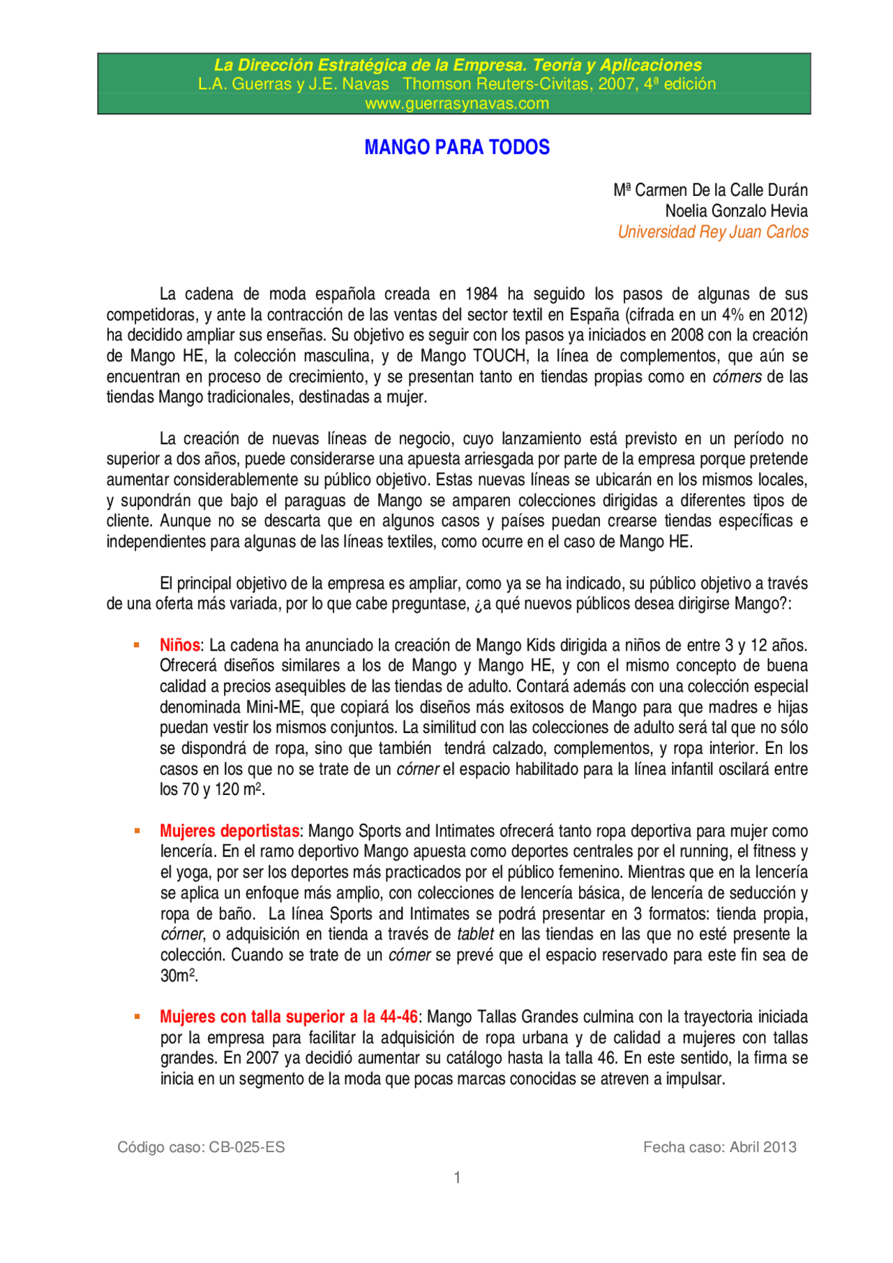 Mango - Apuntes de Administración de Empresas - Docsity