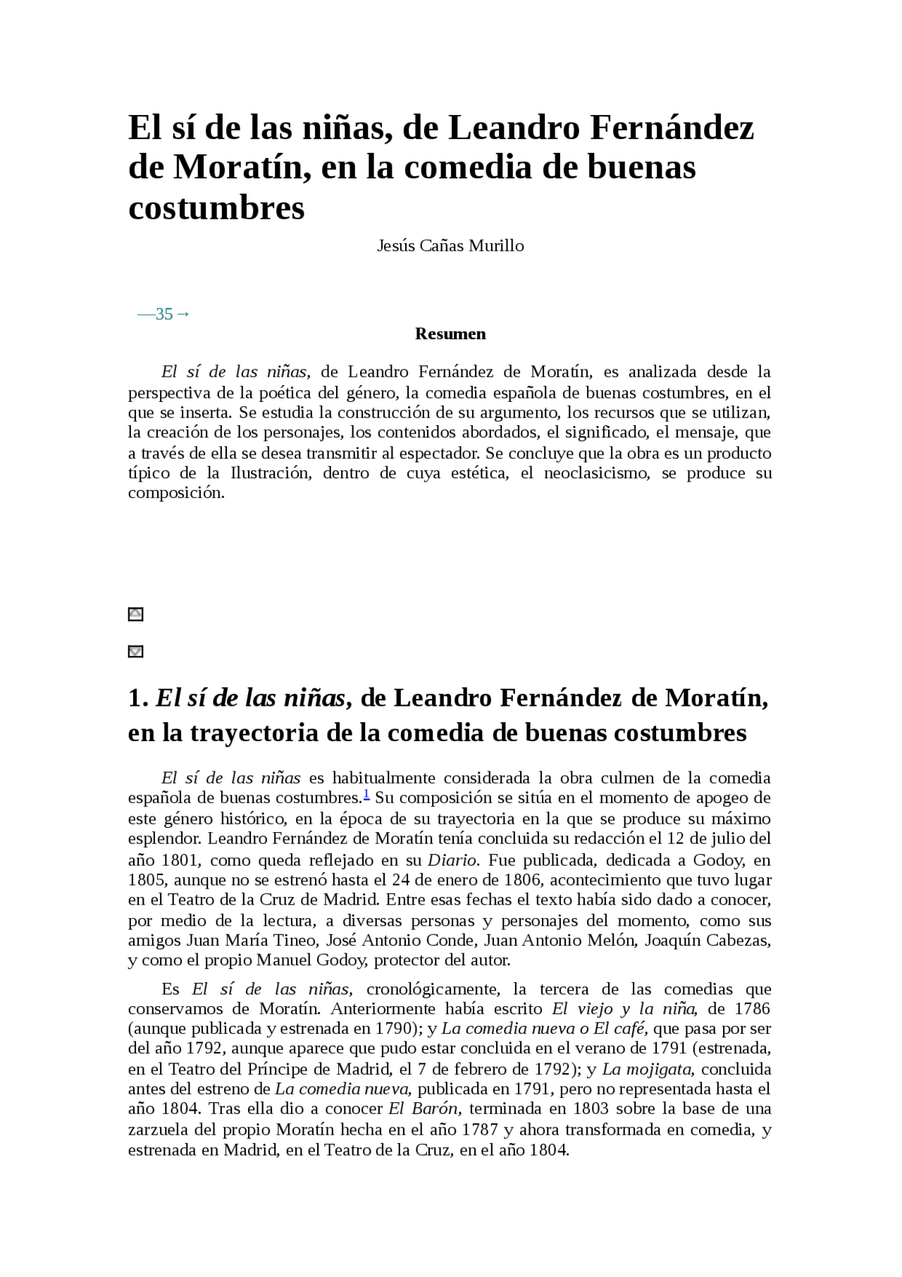El sí de las niñas - Apuntes de Literatura del Siglo XVIII | Docsity