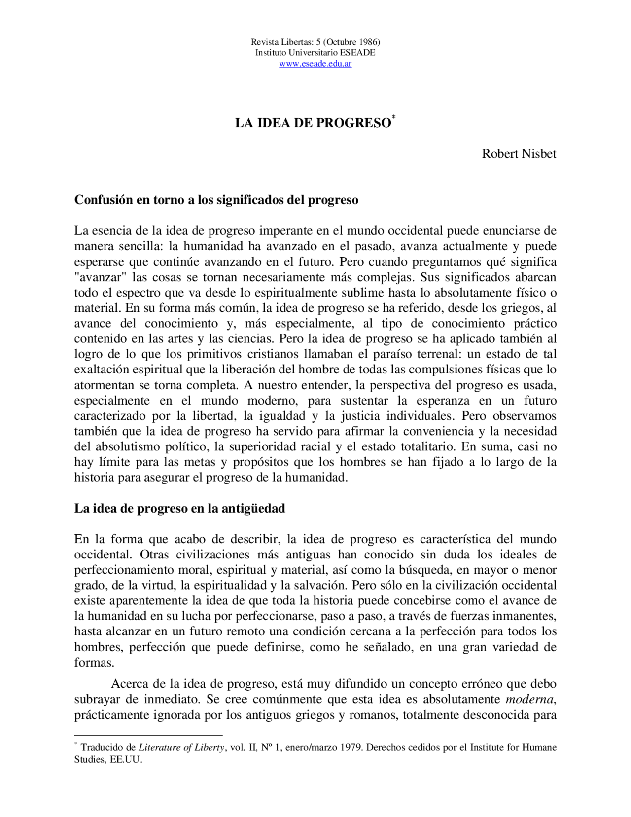 La idea de progreso - Apuntes de Ciencias Sociales - Docsity