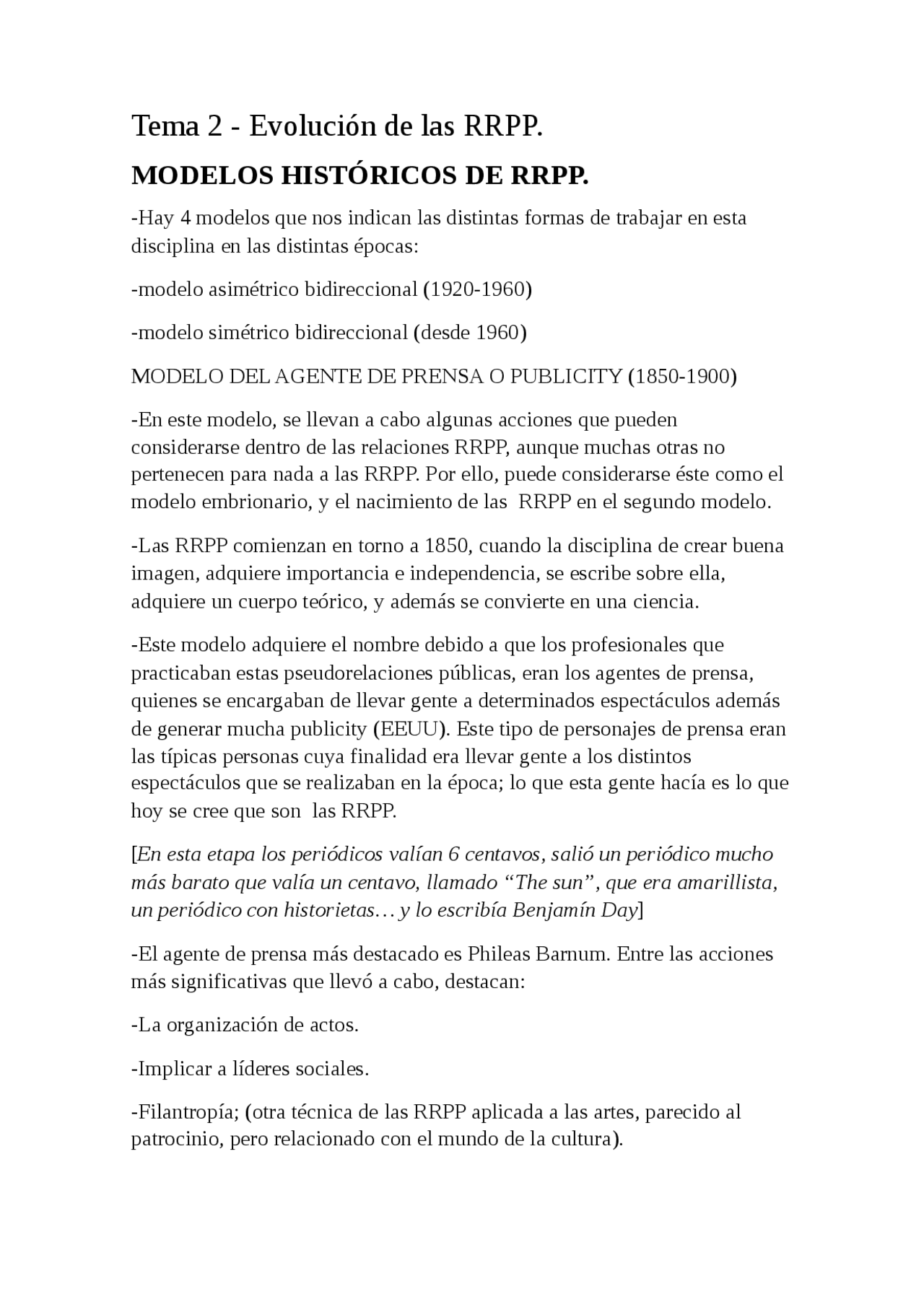 Tema 2 - Evolución de las RRPP MODELOS HISTÓRICOS DE RRPP - Apuntes de ...