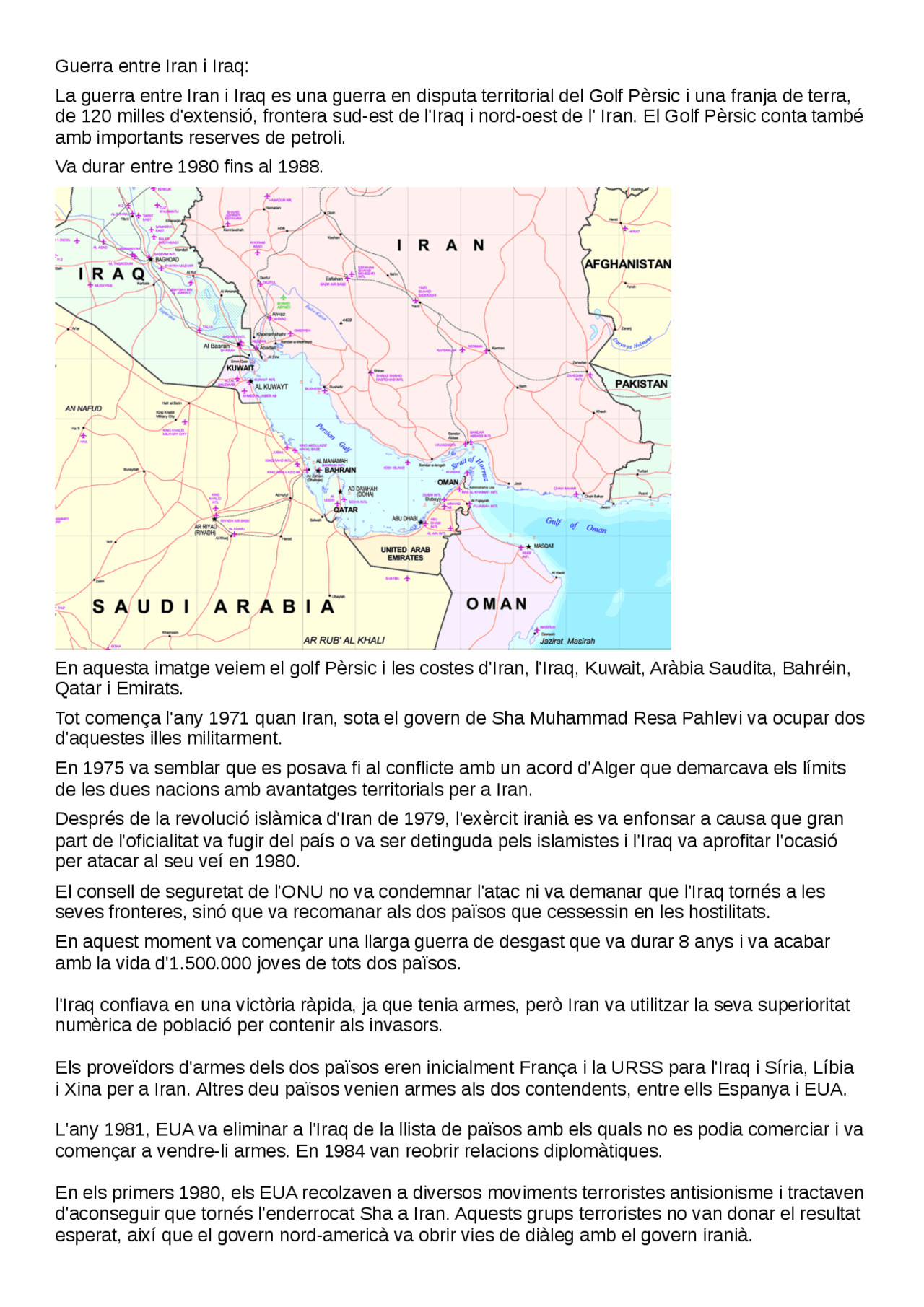 Guerra entre Iran i Iraq - Apuntes de Historia - Docsity