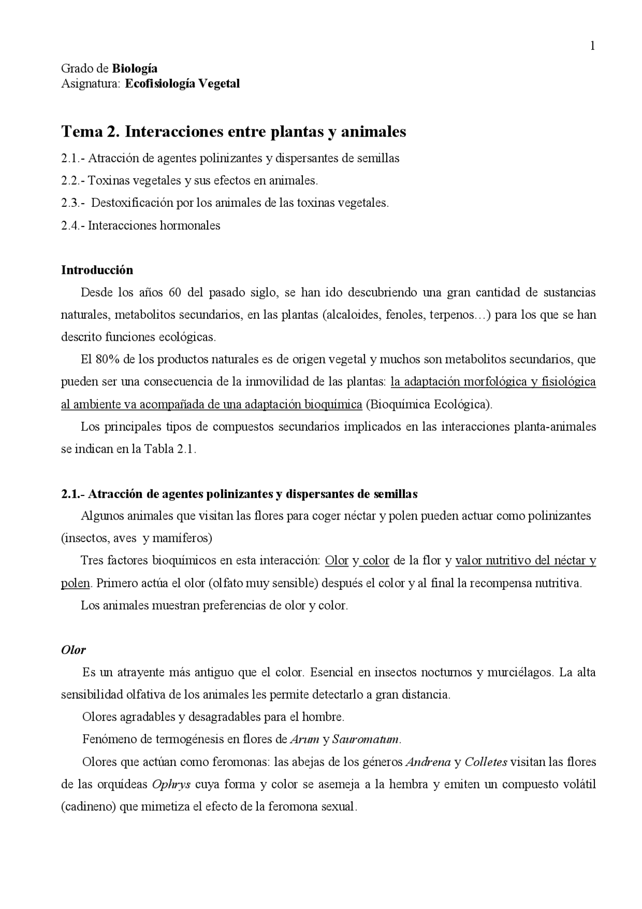 Tema 2. Interacciones entre plantas y animales 2.1.- Atra - Apuntes de ...