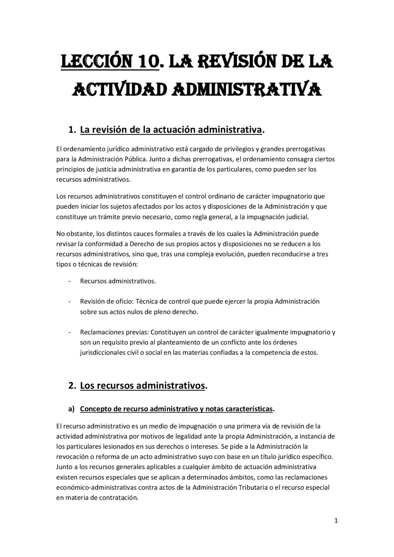 La revisión de la actividad administrativa. Prof. José Pérez Martos ...