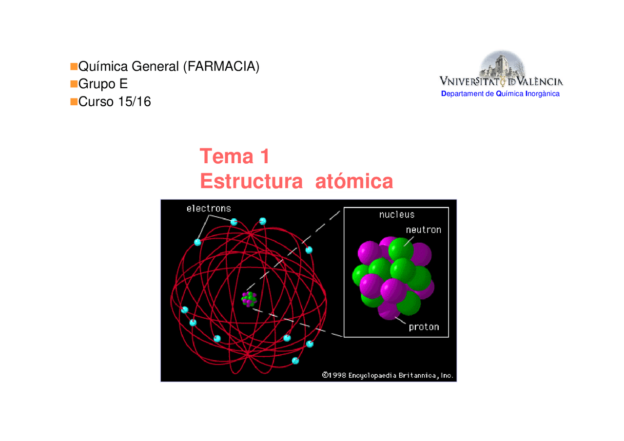 Química estructura de los elementos - Apuntes de Química - Docsity