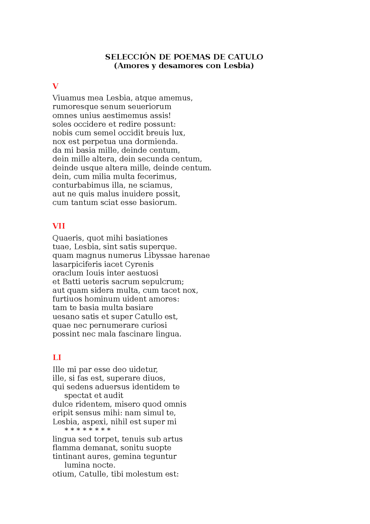 SELECCIÓN DE POEMAS DE CATULO(Amores y desamores con Lesb - Apuntes de ...