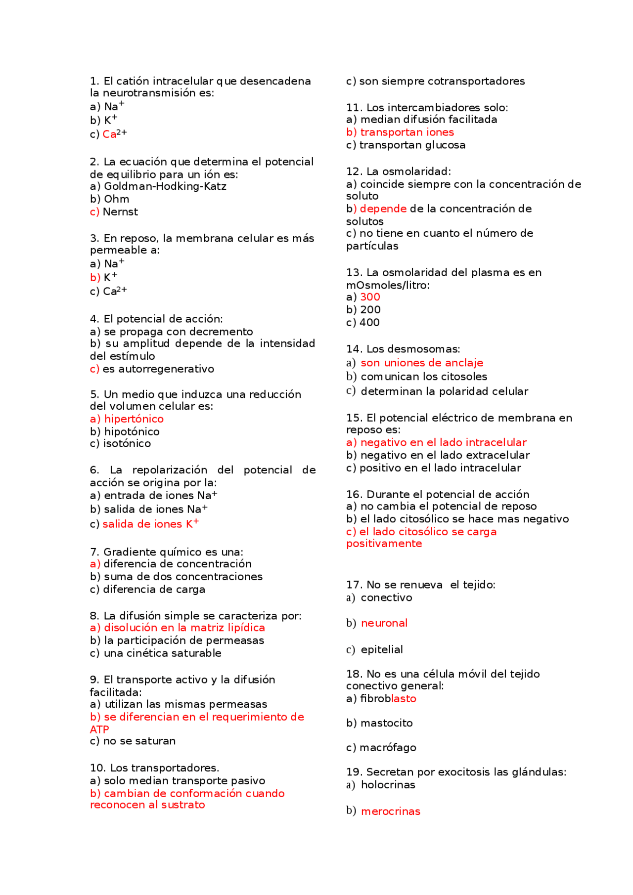 Examen fisio humana 1 - Exámenes de Fisiología Humana - Docsity