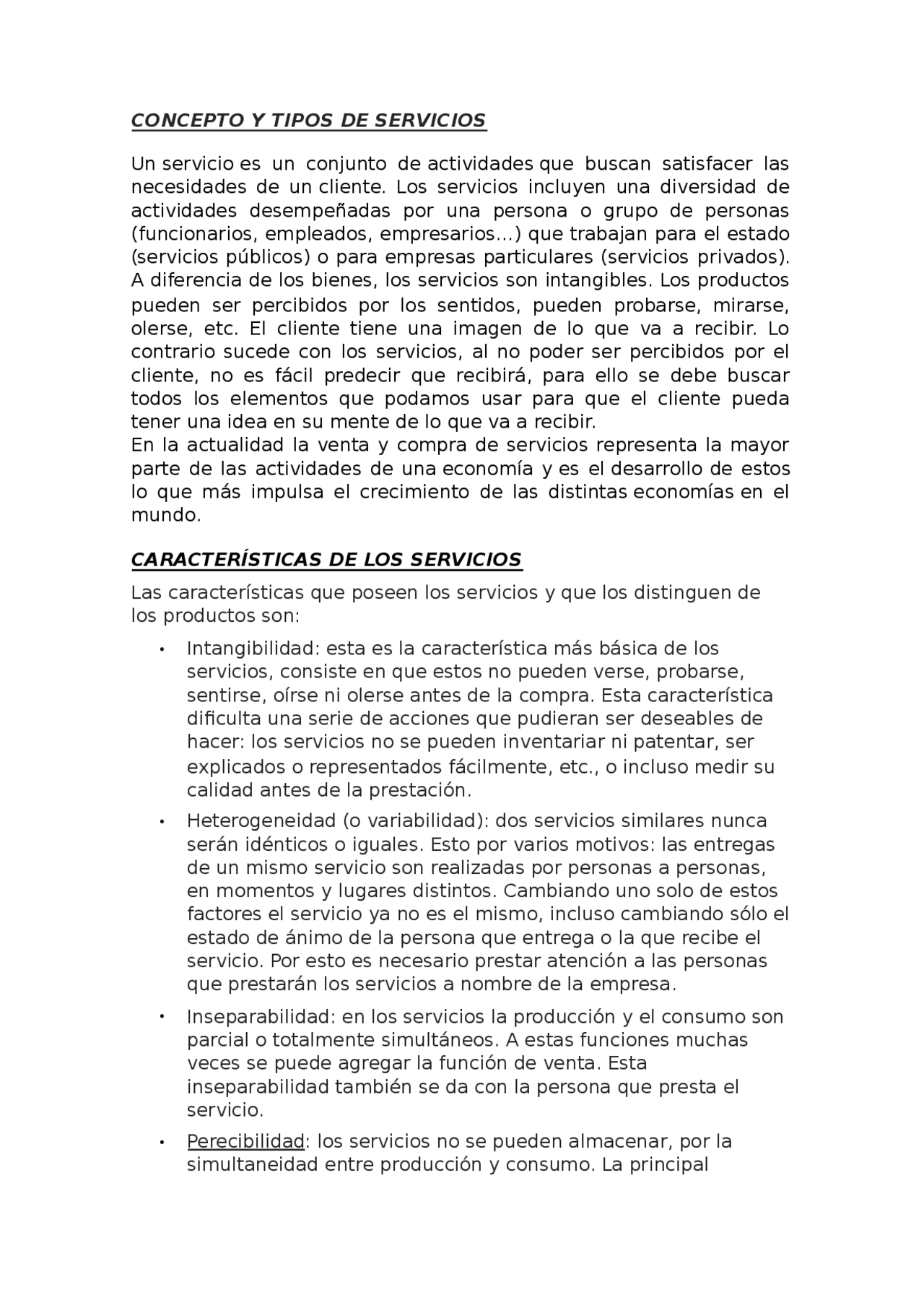 Concepto y tipos de servicios - Apuntes de Principios de Marketing ...