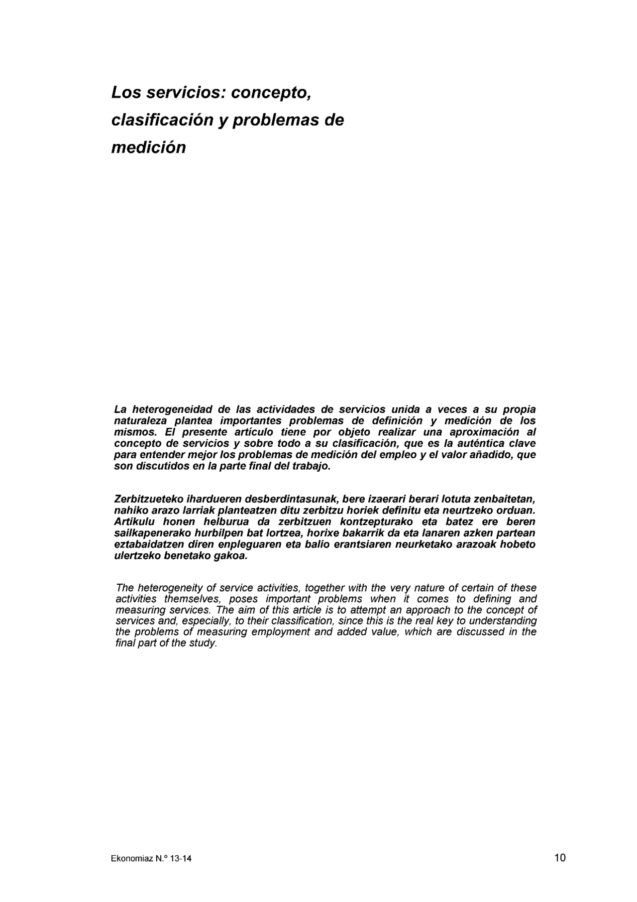 Los servicios - Apuntes de Introducción a la Econometría - Docsity