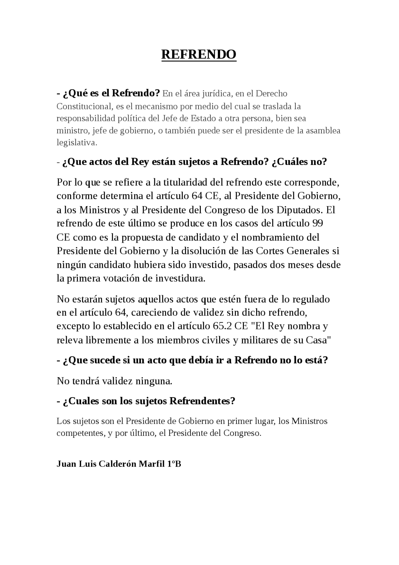 REFRENDO - ¿Qué es el Refrendo ¿Que actos del Rey están sujetos a ...
