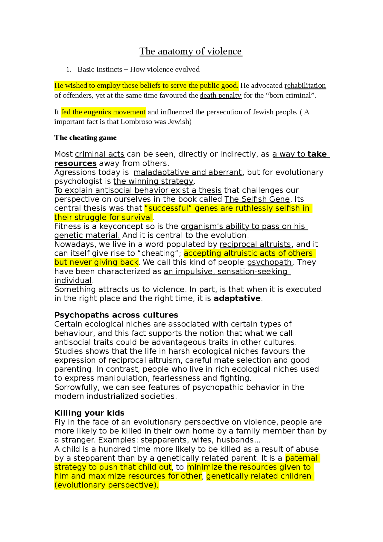 The anatomy of violence - Apuntes de Fisiología - Docsity