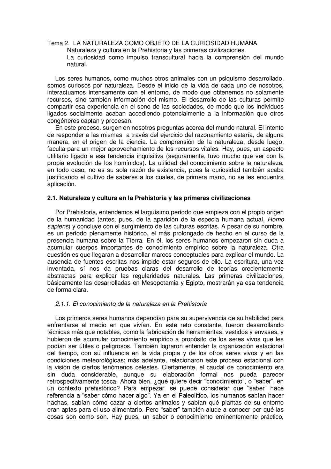 La naturaleza como objeto de la curiosidad humana - Apuntes de ...