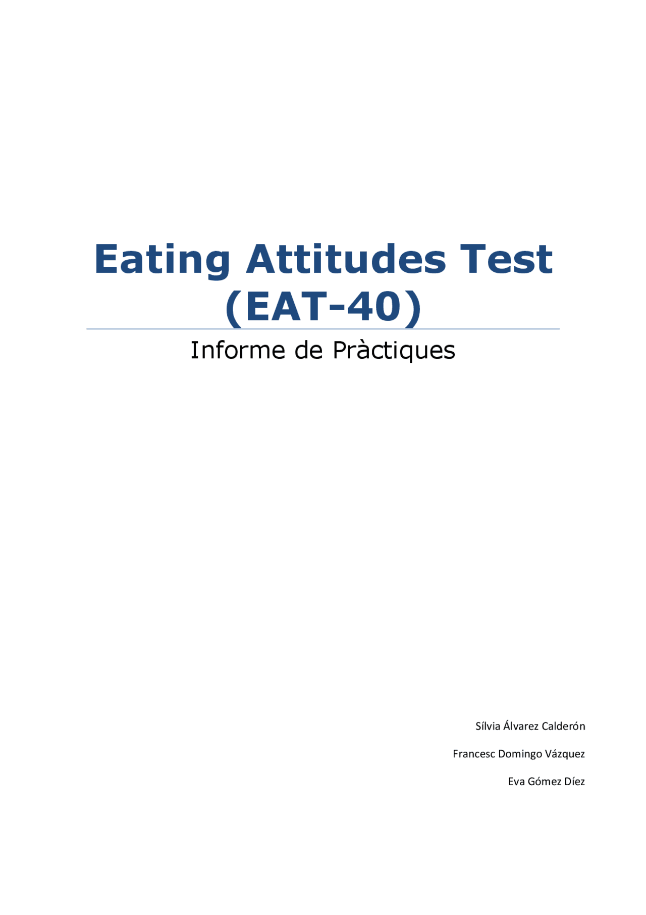 Análisis del Eating Attitudes Test (EAT-40) por S. Álvarez, F. Domingo ...