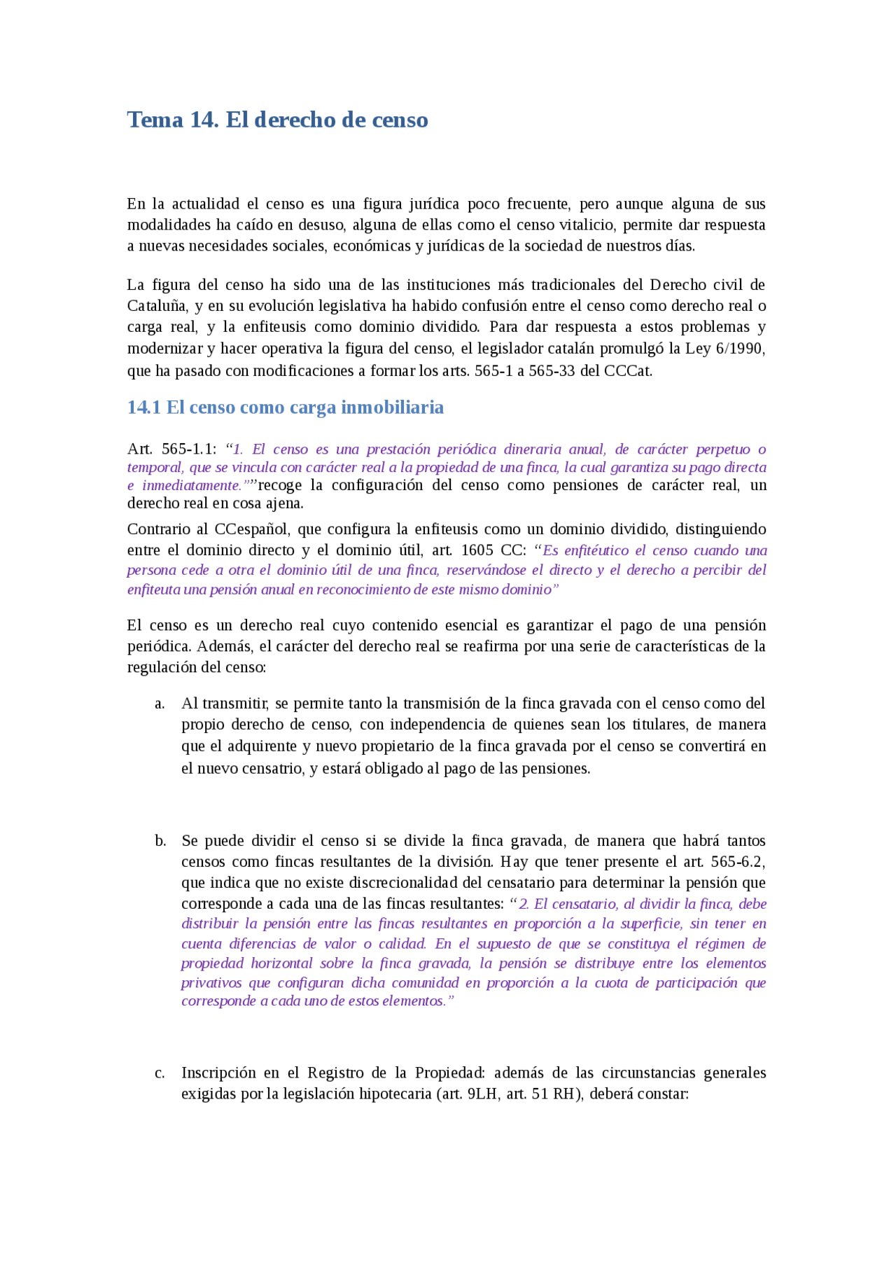 Reales el censo - Apuntes de Derecho Civil - Docsity