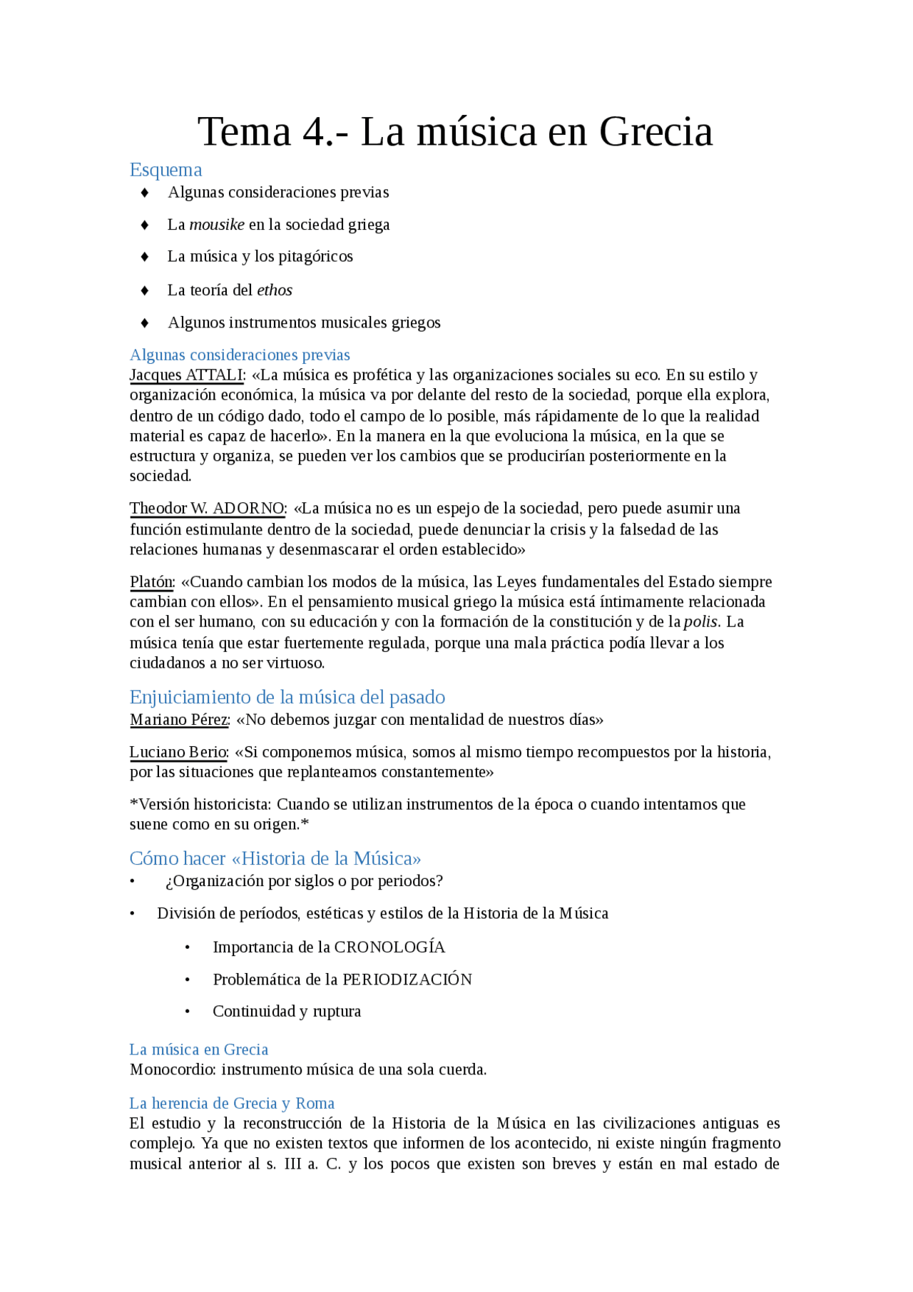 Tema 4.- La música en Grecia Esquema Enjuiciamiento de la música ...