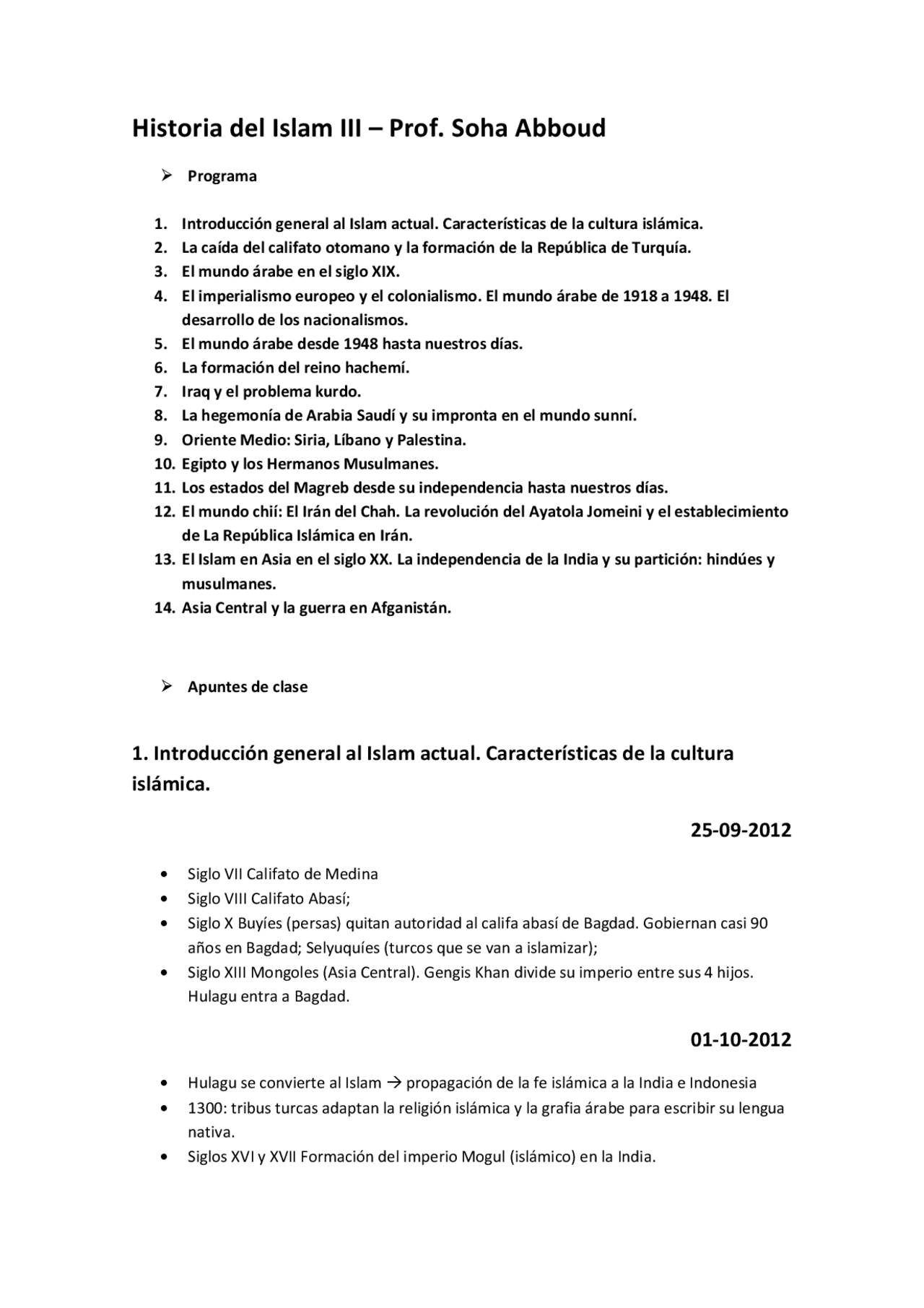 Historia del islam iii - Apuntes de Estudios Islámicos y Ética - Docsity