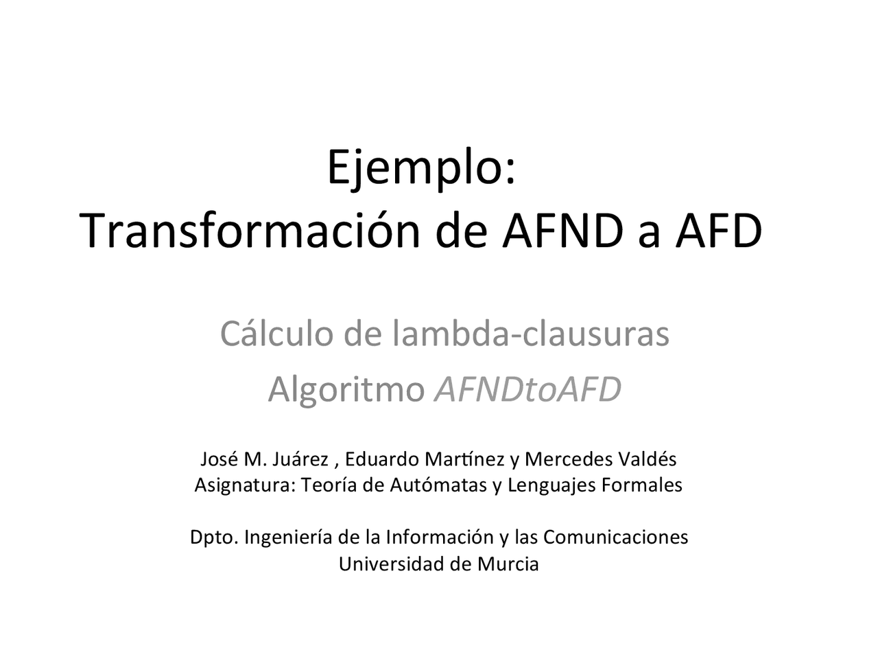 Ejemplo AFND a AFD - Ejercicios de Ingeniería Infórmatica | Docsity