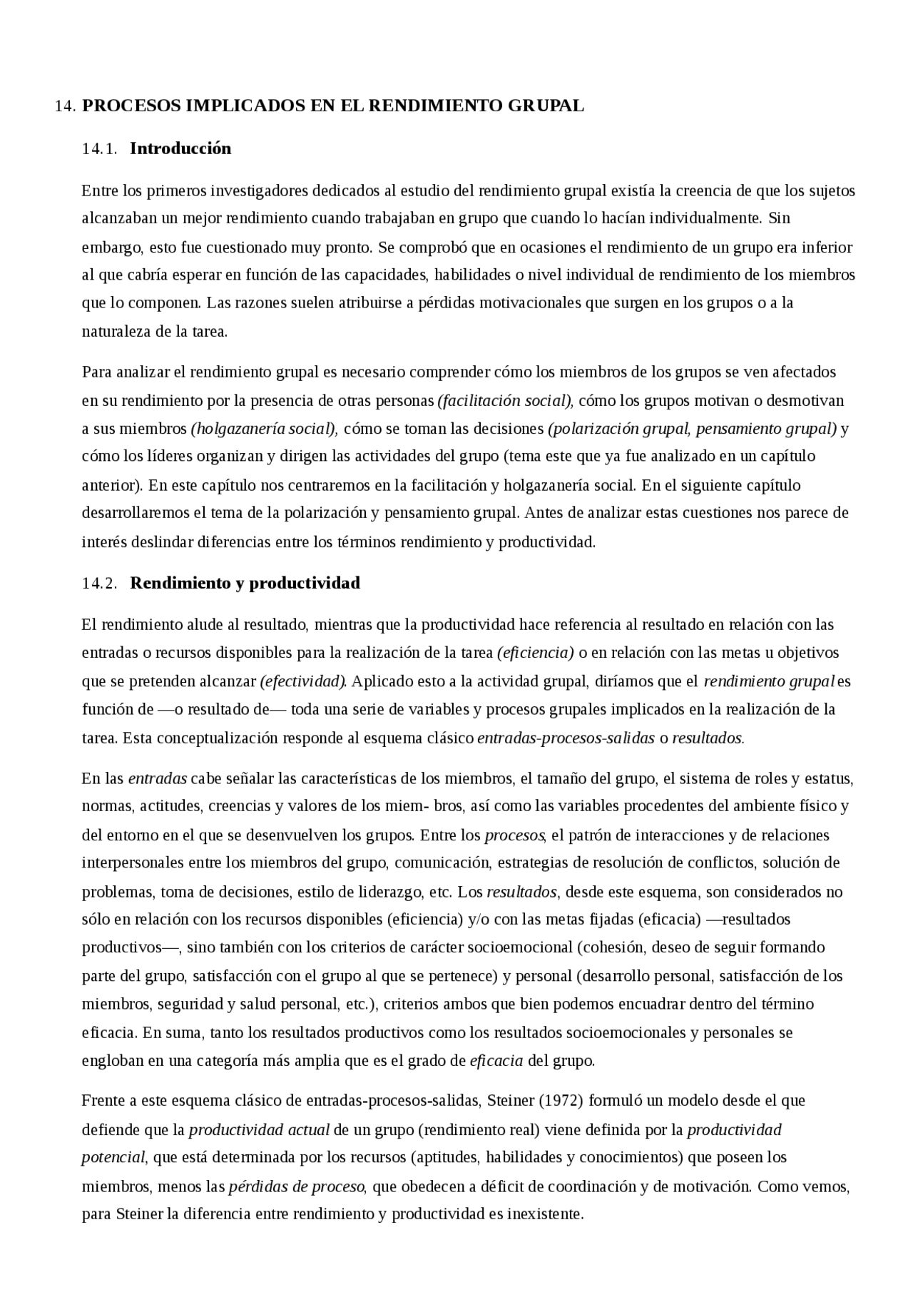 Procesos implicados en el rendimiento grupal - Apuntes de Psicología ...