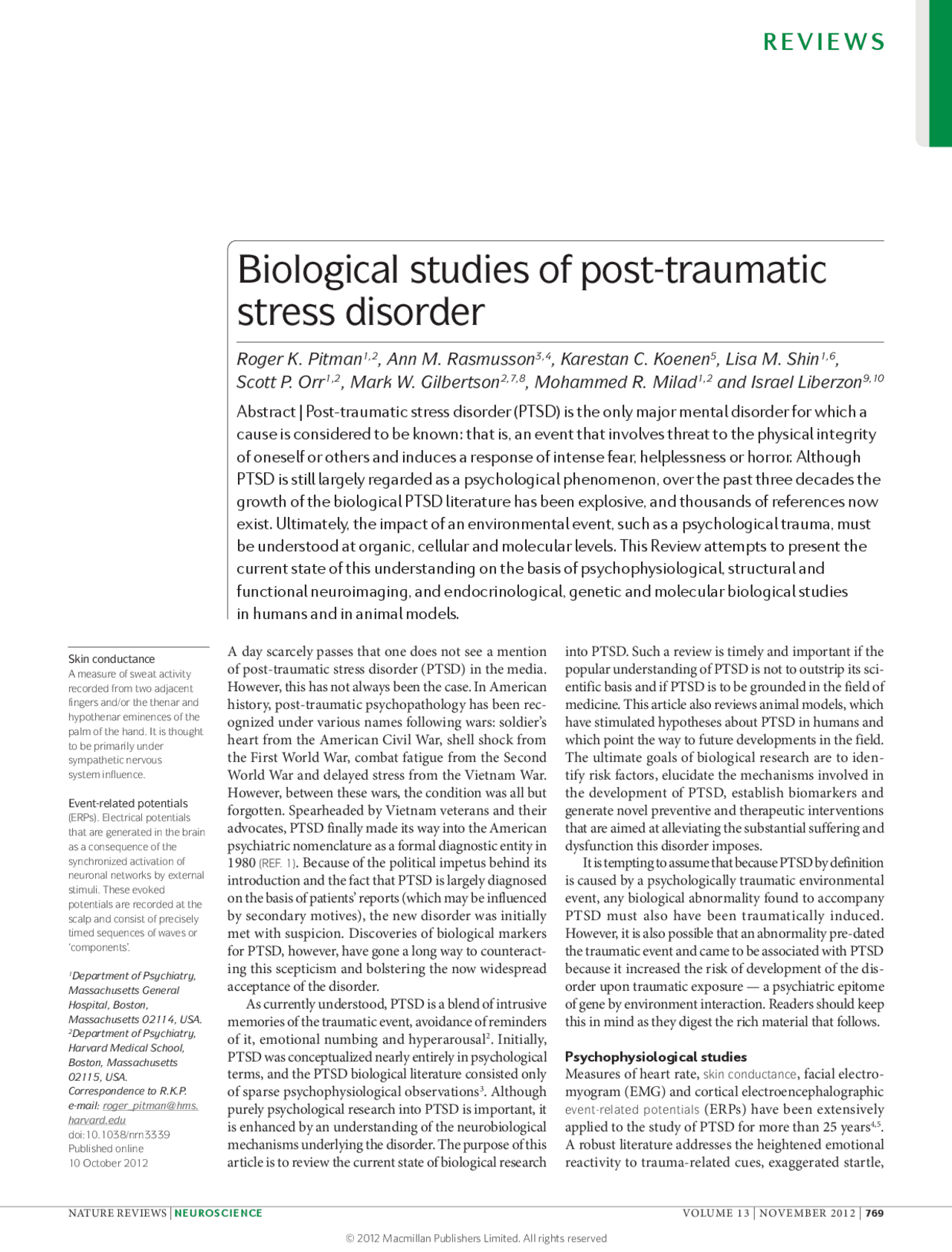 Biological Studies of PTSD: Neuroimaging & Animal Models - Prof. 74 ...