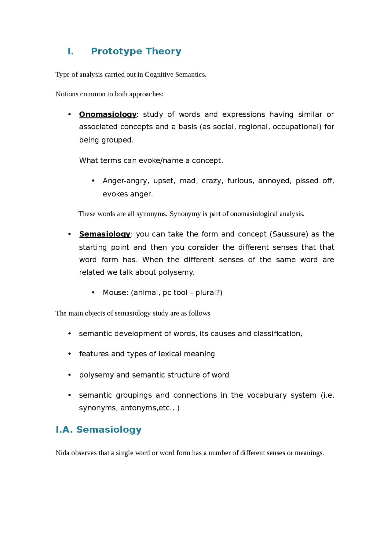 Prototype Theory - Apuntes de Semántica Formal - Docsity