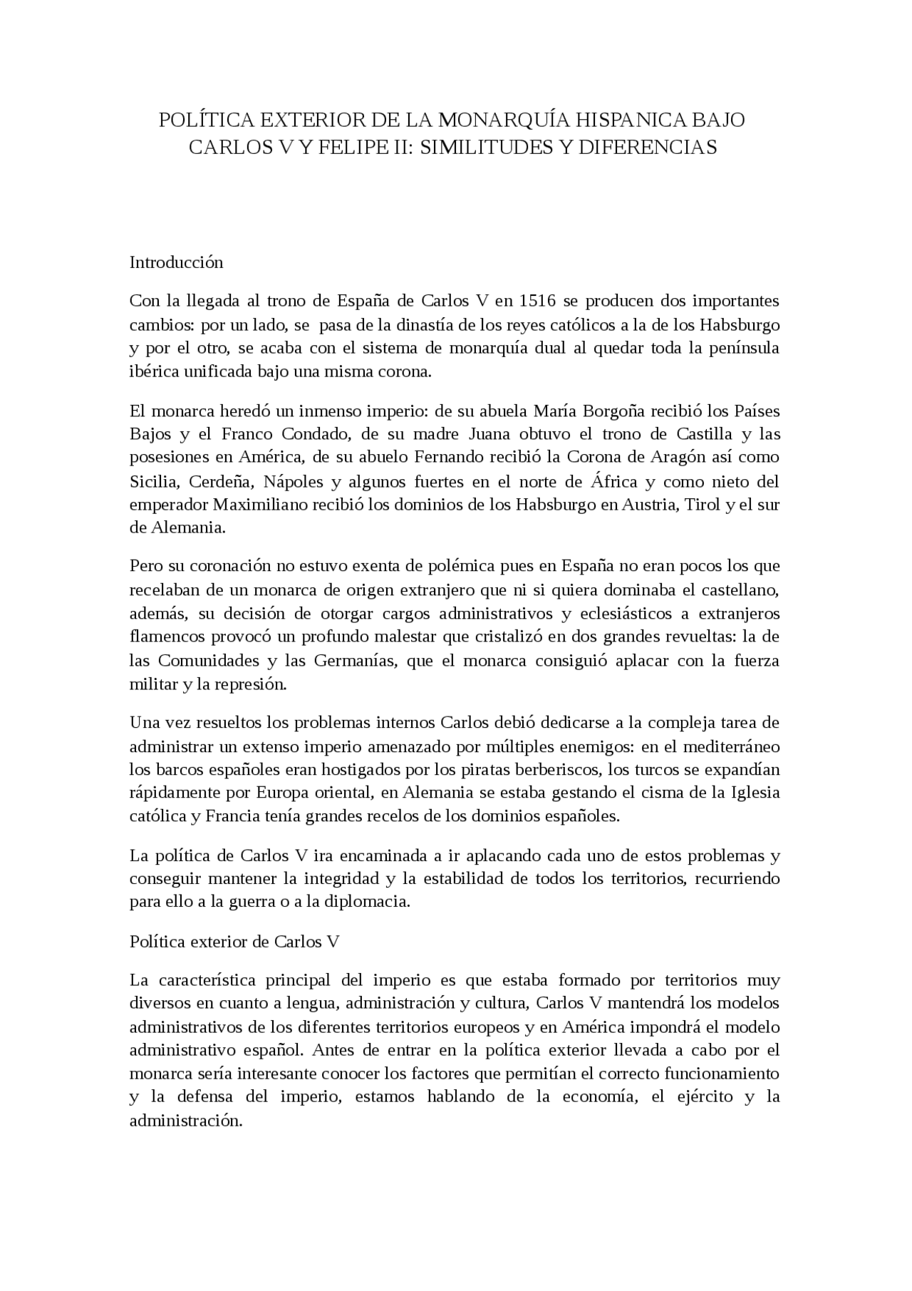 Ensayo sobre la política exterior hispana bajo Carlos V y Felipe II ...
