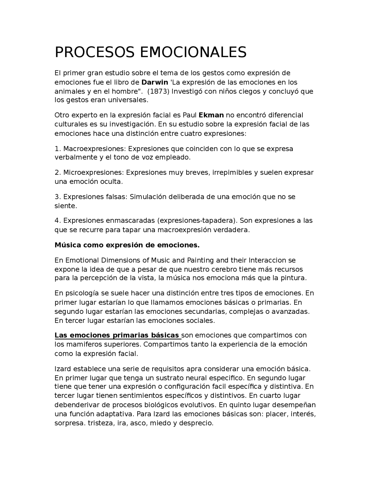 Procesos emocionales - Apuntes de Ciencia de la administración - Docsity