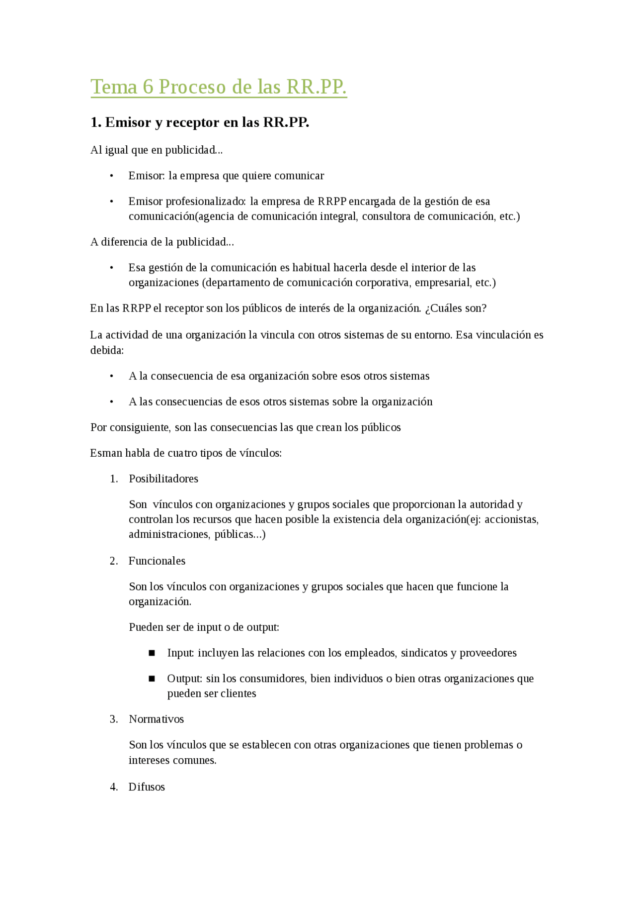 Proceso de la RR.PP. - Apuntes de Comunicación Audiovisual - Docsity