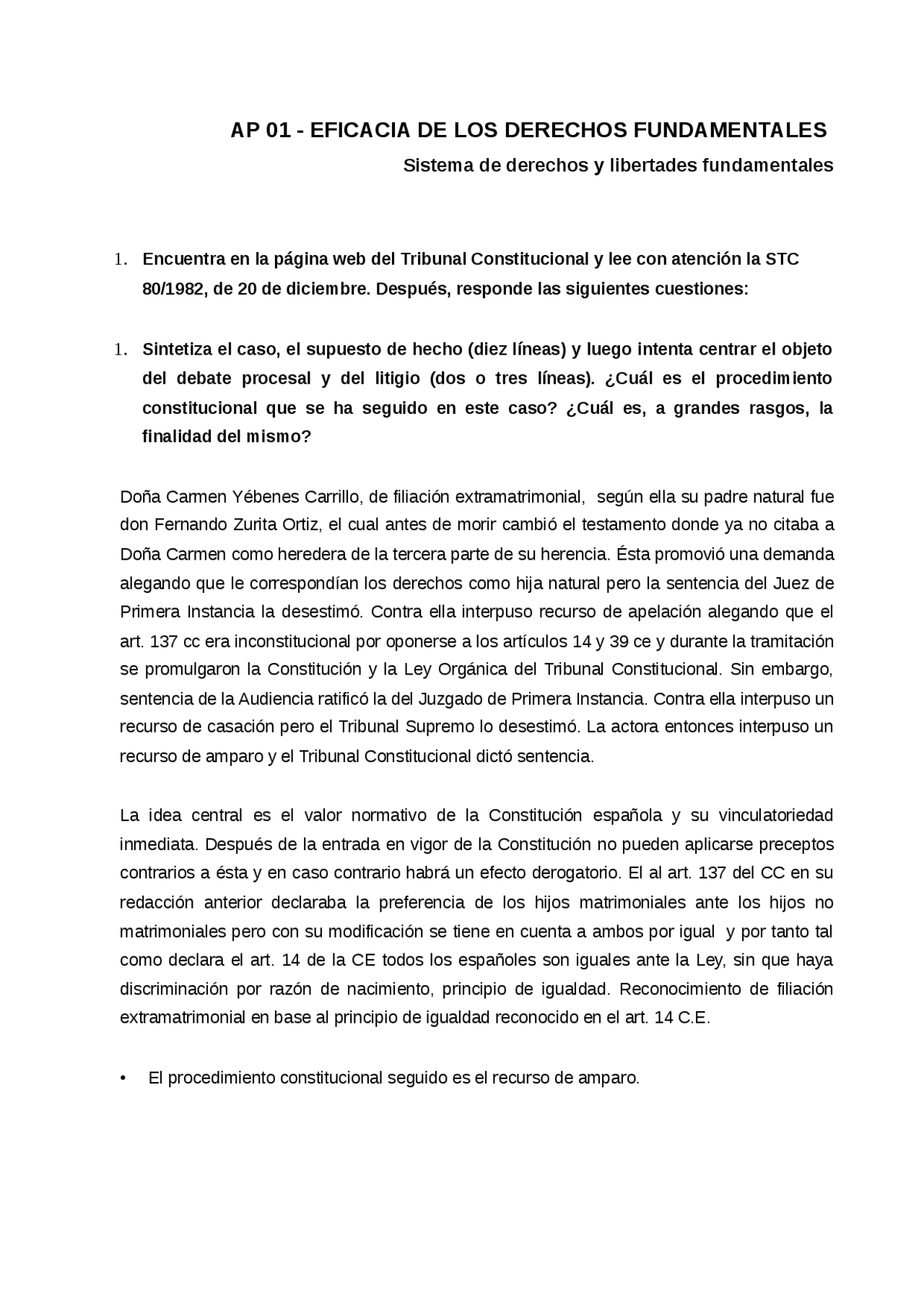 Actividad práctica 01. Sistemas de derechos y libertades - Ejercicios ...