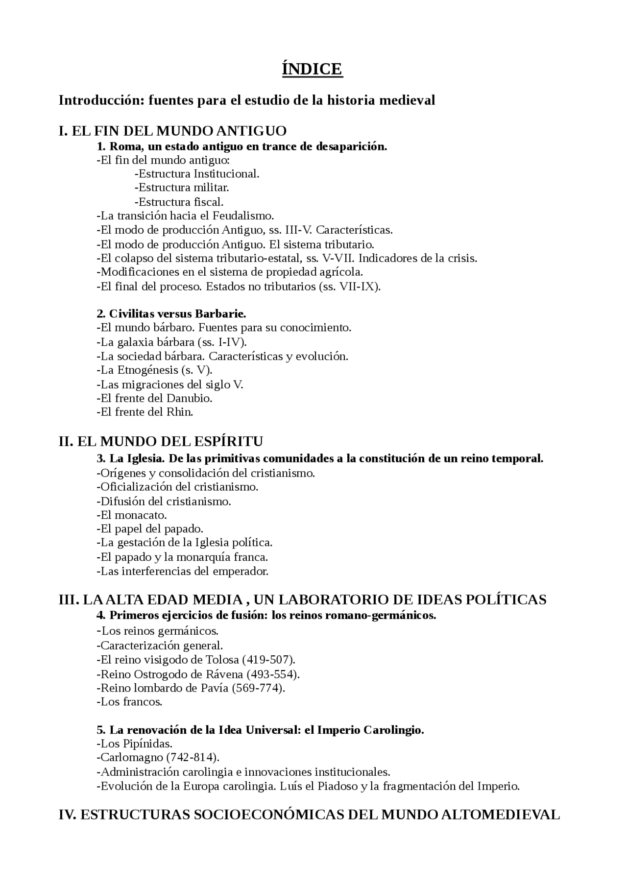 Resumen temario Historia Medieval Alta. - Resúmenes de Historia de la ...