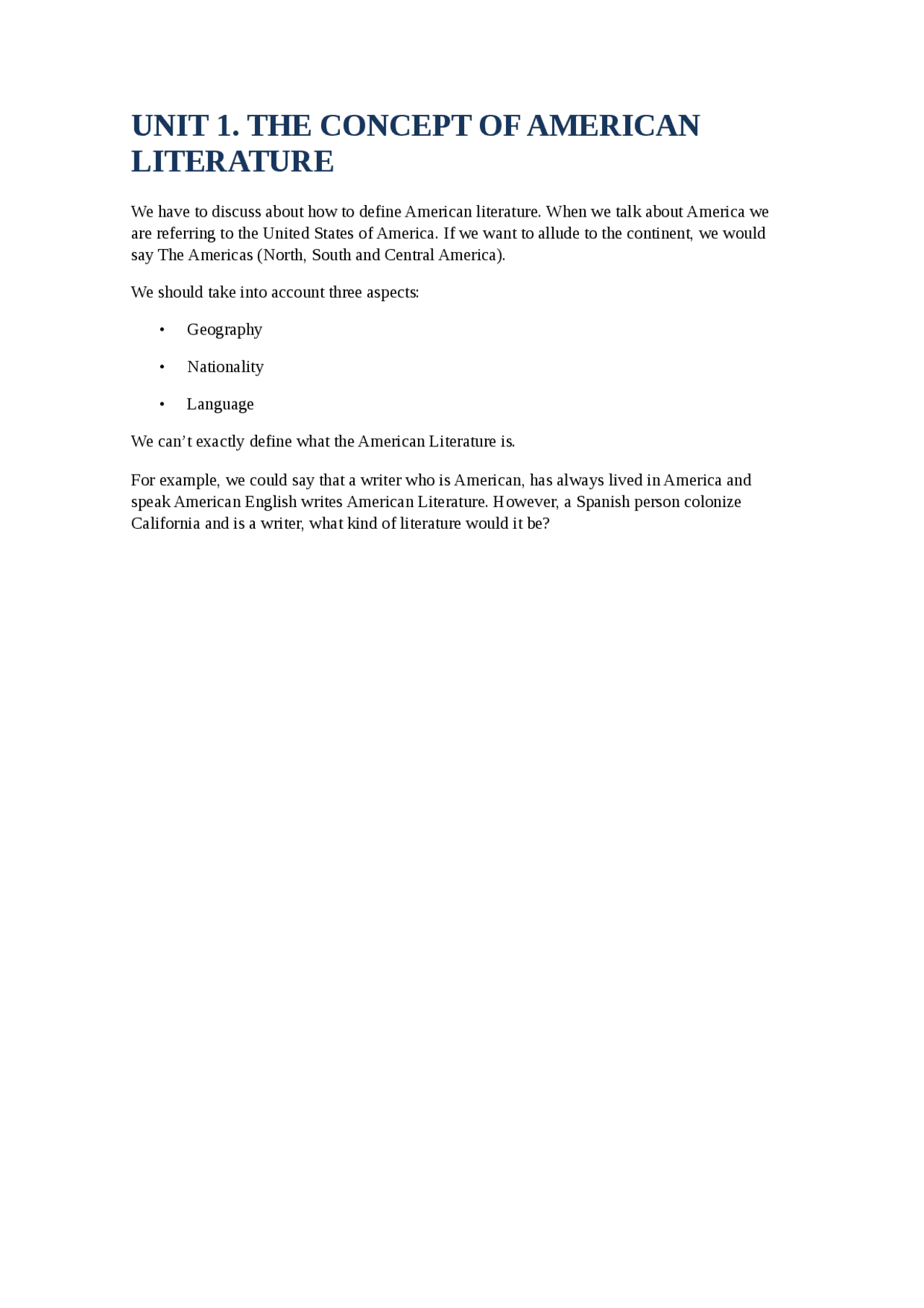 Unidad 1. The concept of American Literature - Apuntes de Literatura ...