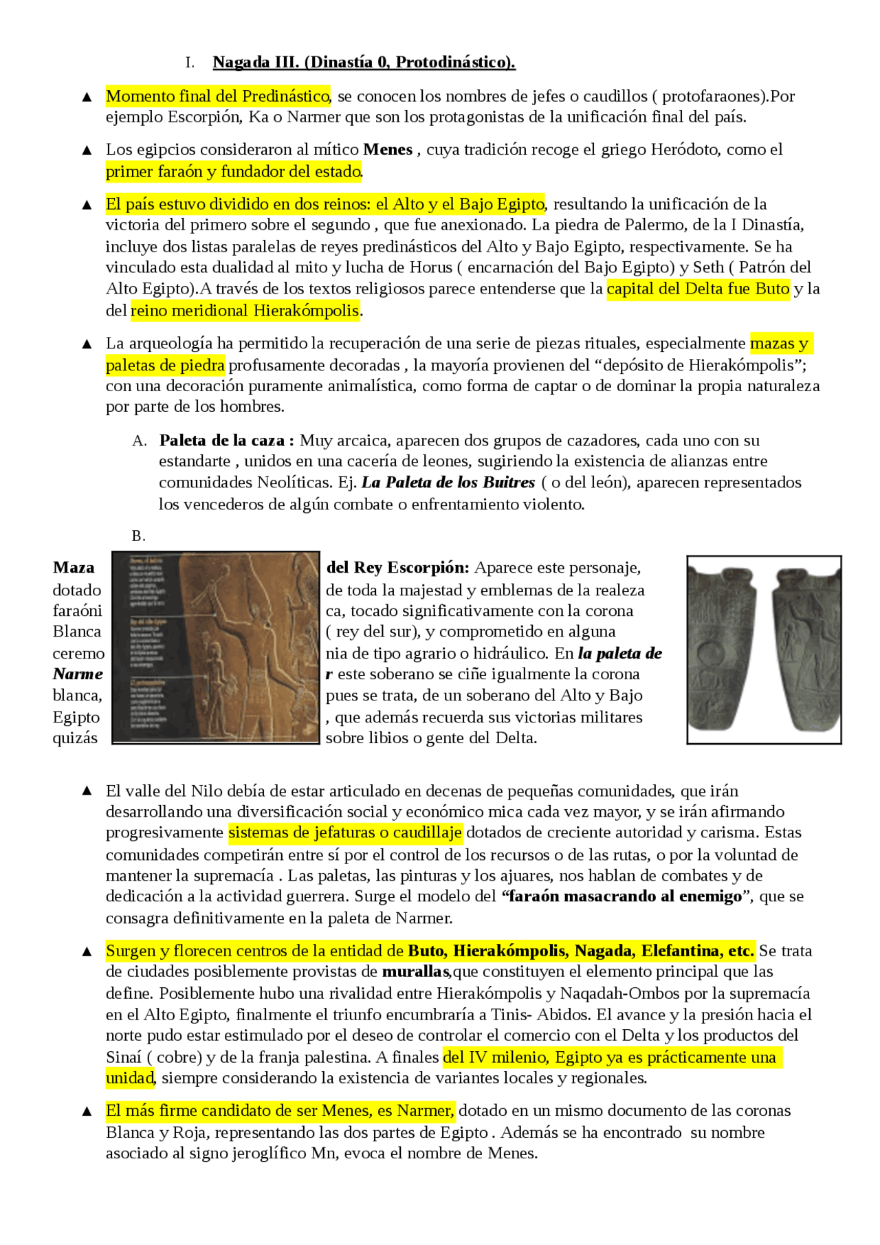 Nagada III. (Dinastía 0, Protodinástico - Apuntes de Historia - Docsity