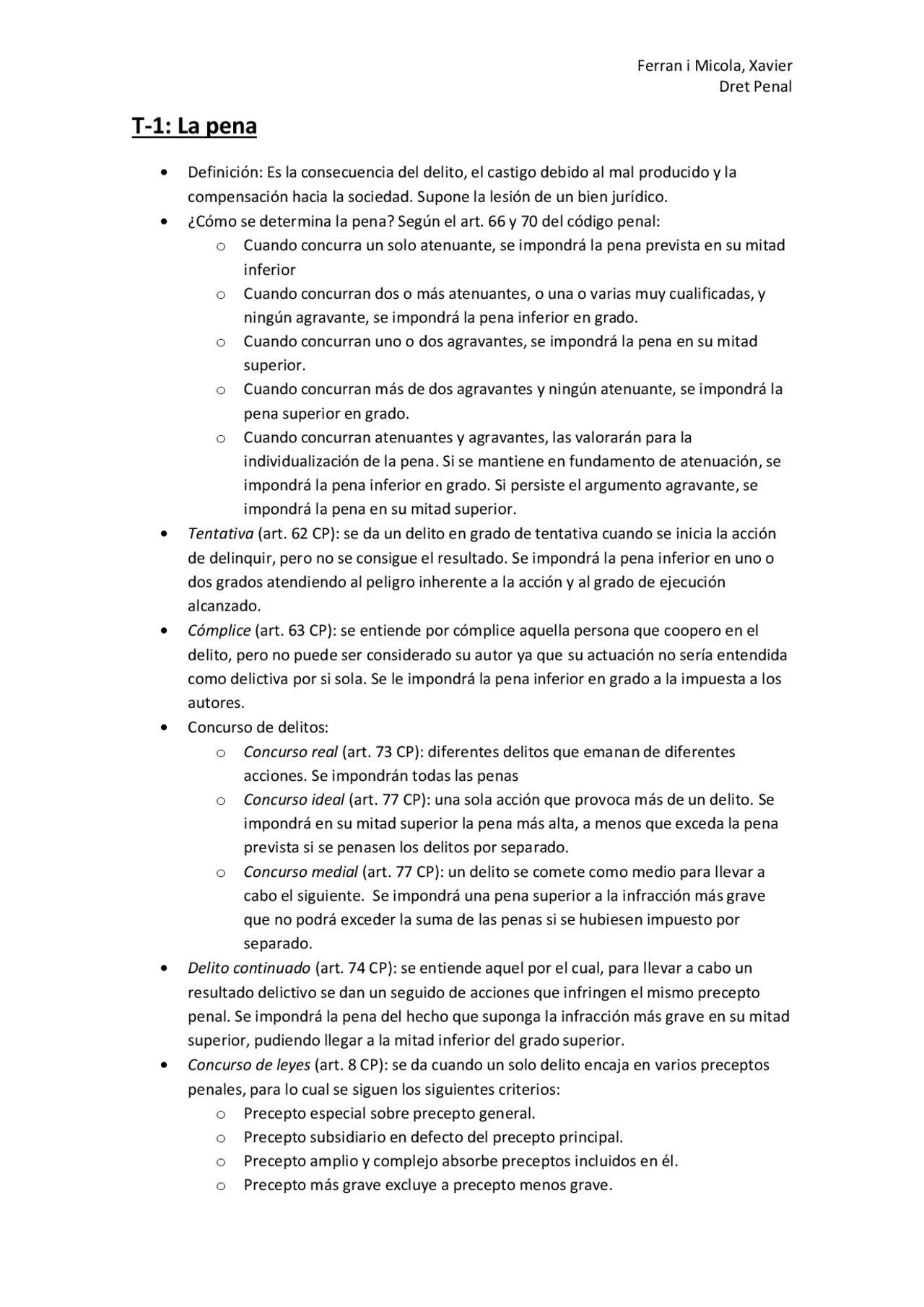 T-1: La pena - Definición: Es la consecuencia del delito, el castigo ...