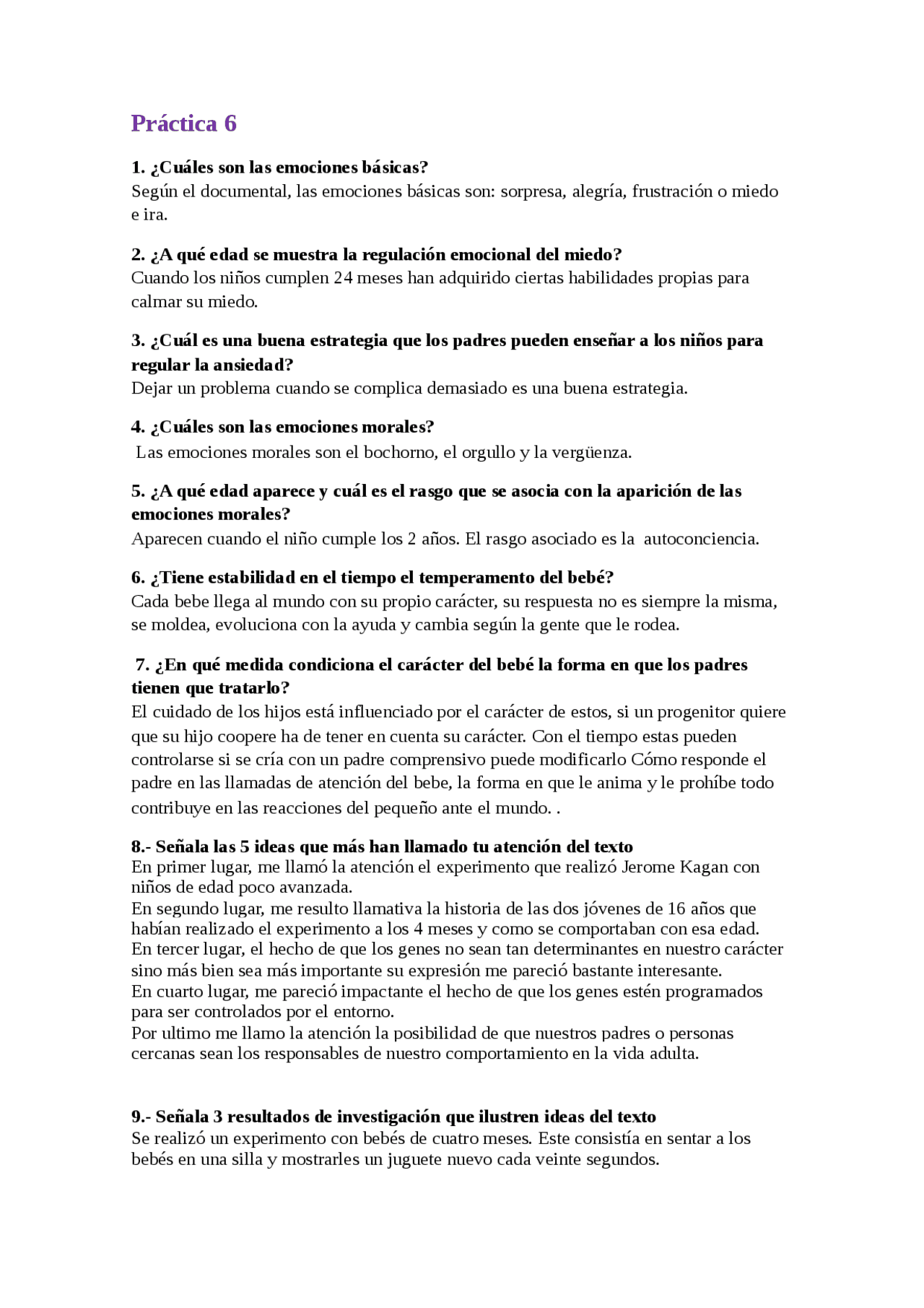 Práctica sobre la emoción - Ejercicios de Psicología - Docsity