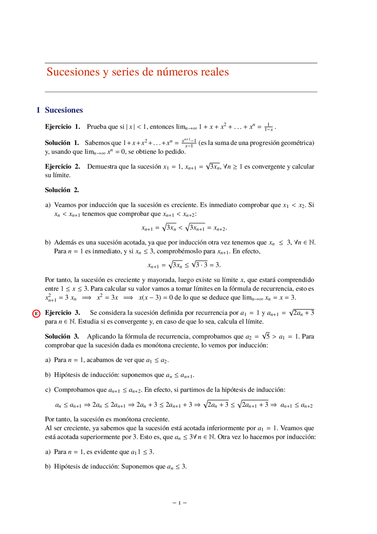 Series soluciones cálculo - Apuntes de Cálculo - Docsity