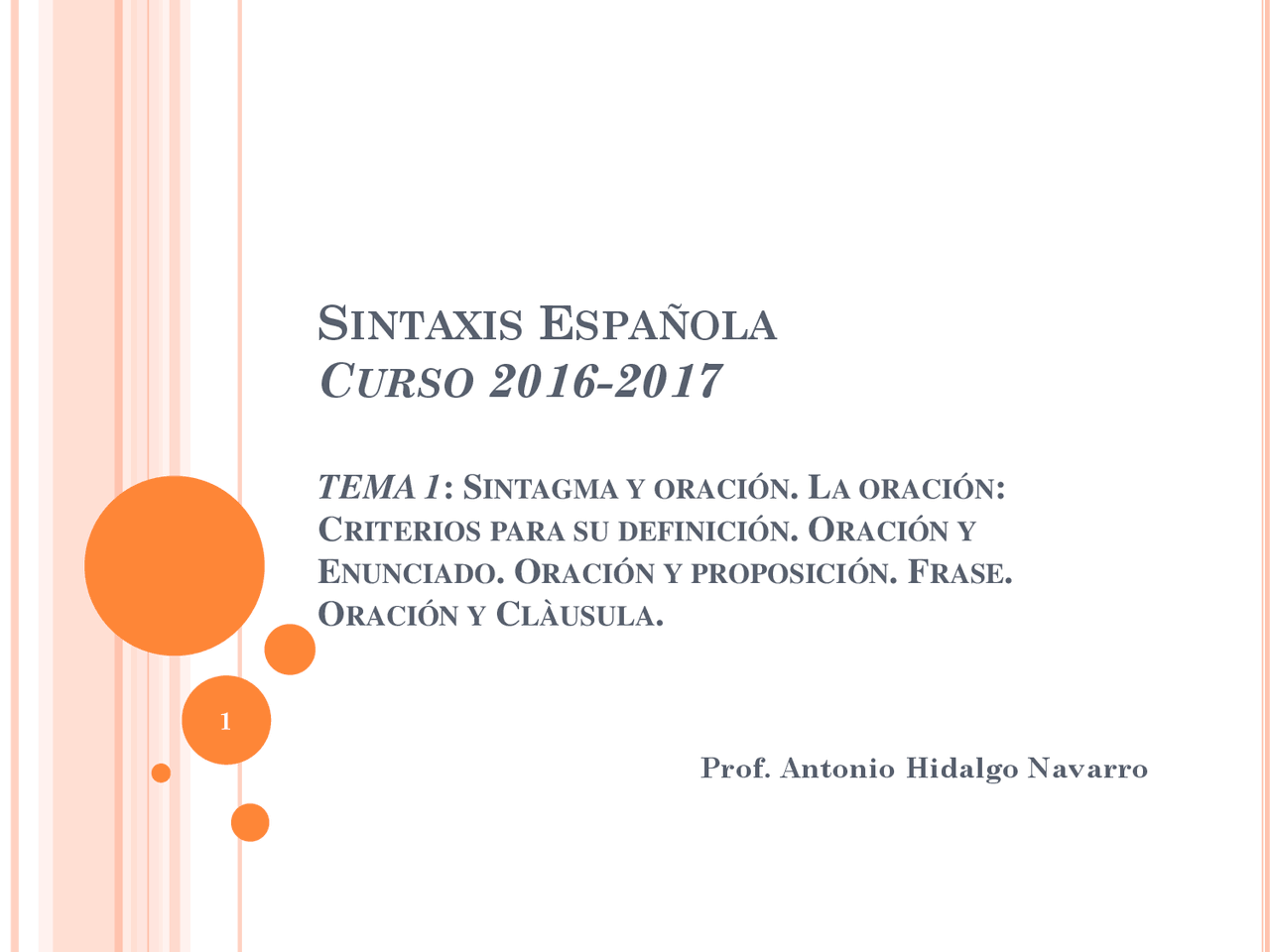 Sintaxis T1 - Study notes of Spanish Language | Docsity