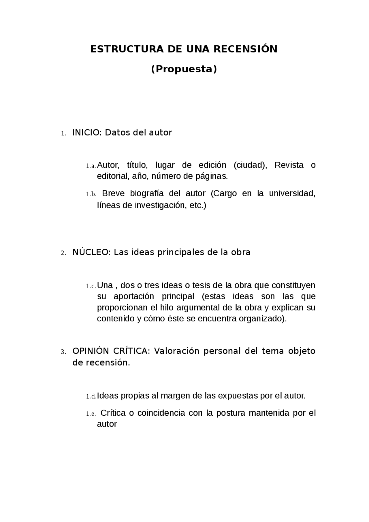 ESTRUCTURA DE UNA RECENSION - Apuntes de Derecho Penal | Docsity