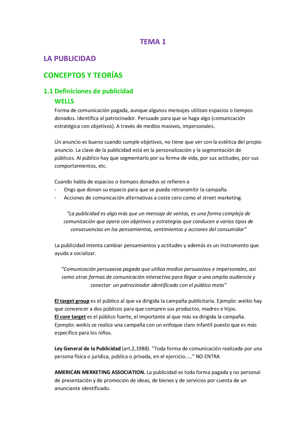 TEMA 1 LA PUBLICIDAD CONCEPTOS Y TEORÍAS Definiciones de publicid ...