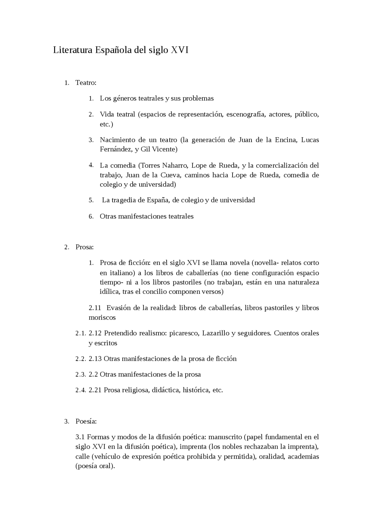 Literatura española del siglo XVI - Apuntes de Literatura del Siglo XVI ...