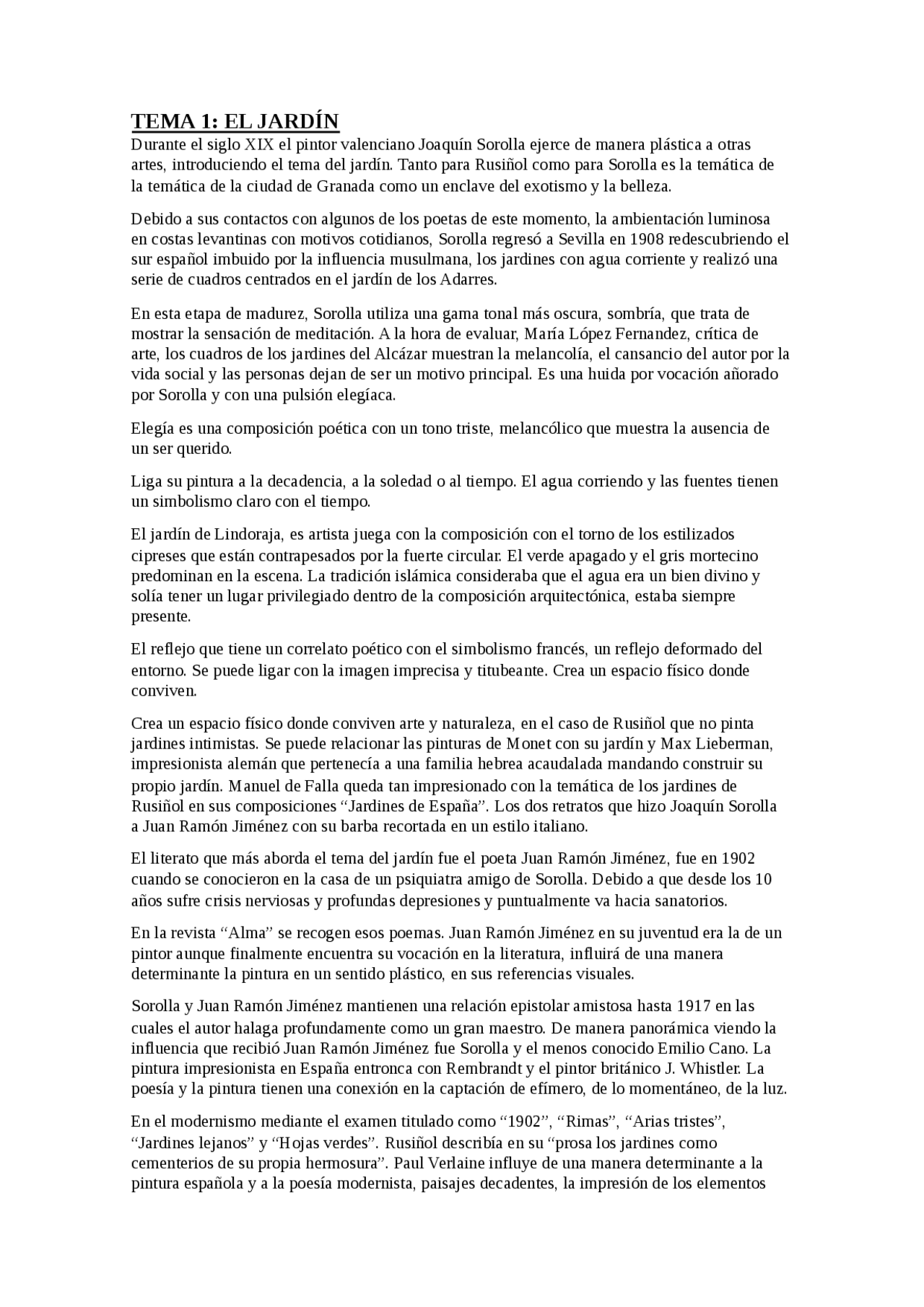 TEMA 1: EL JARDÍN - Apuntes de Literatura - Docsity