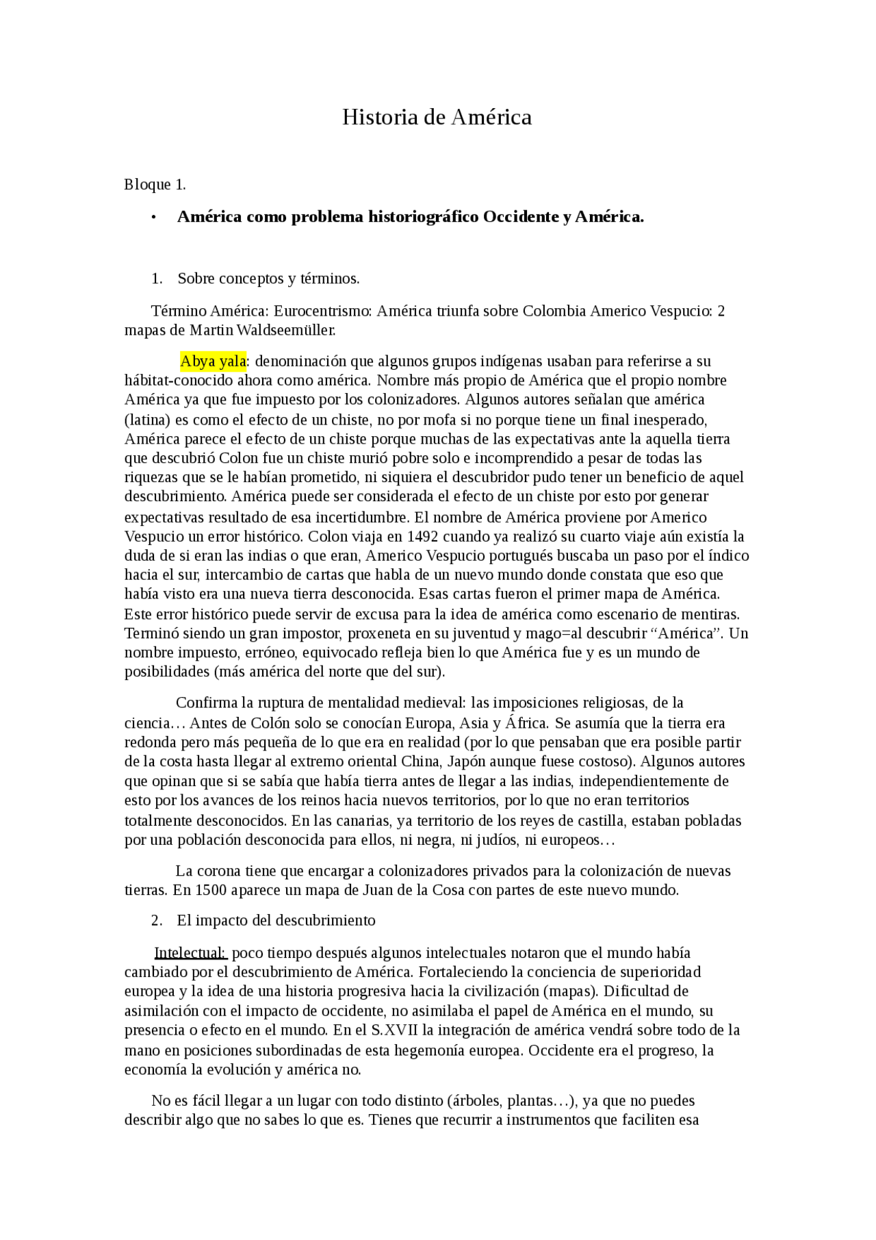 Historia de América (parte I, parte II de Joan) - Apuntes de Historia ...