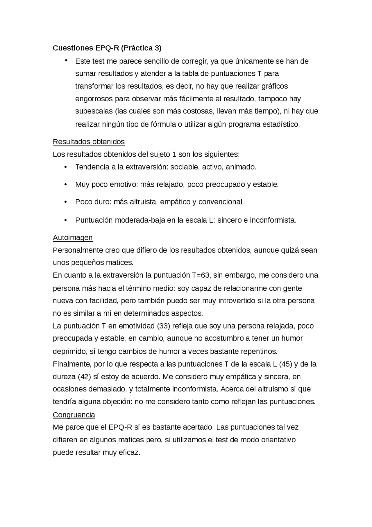 Cuestiones EPQ-R (Práctica 3 Este test me parece sencillo de corregir ...