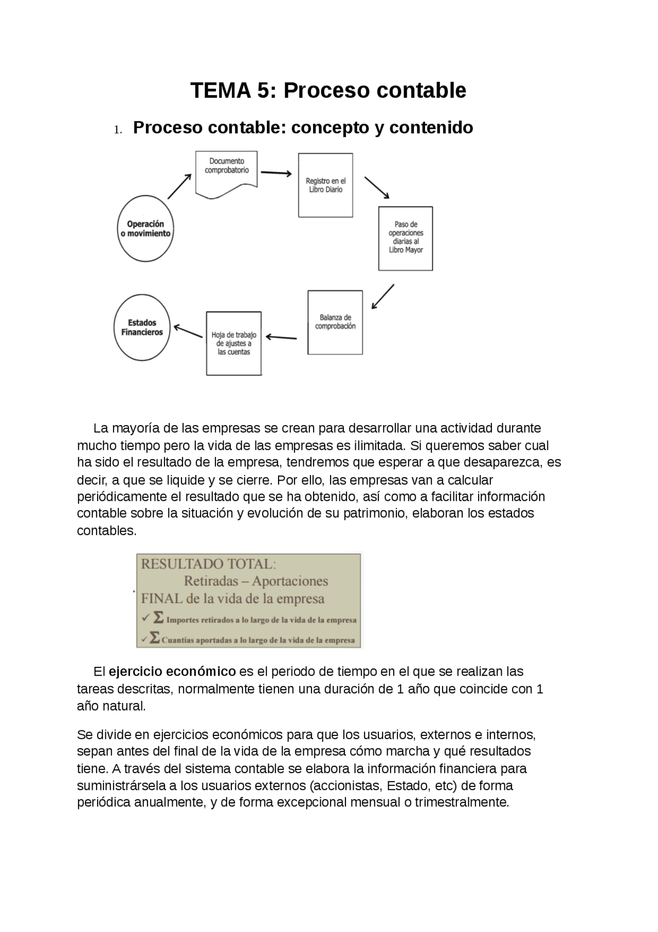TEMA 5: Proceso contable Proceso contable: concepto y con - Apuntes de ...