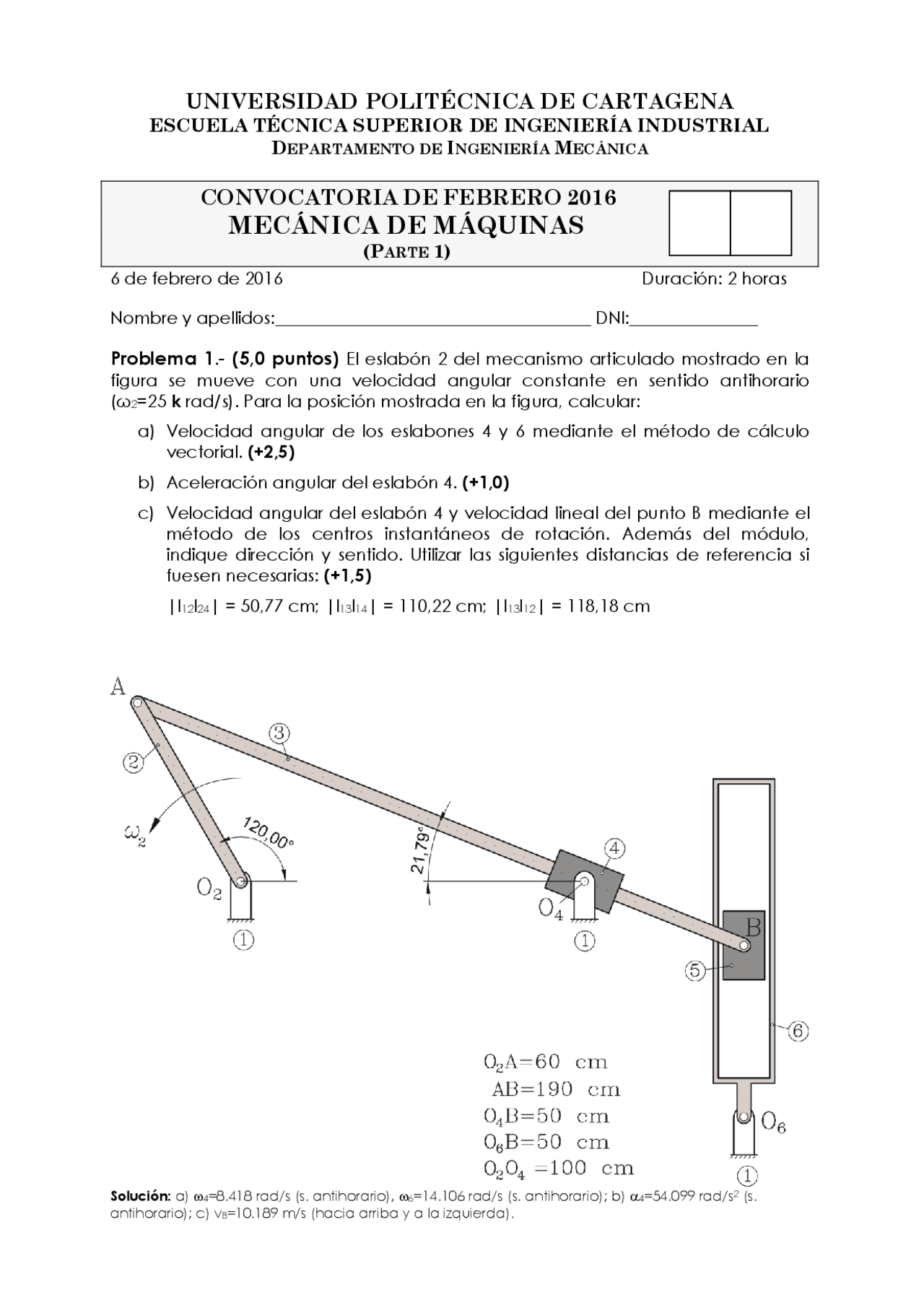 Ingeniería Mecánica 11 2016 - Exámenes de Ingeniería Mecánica - Docsity