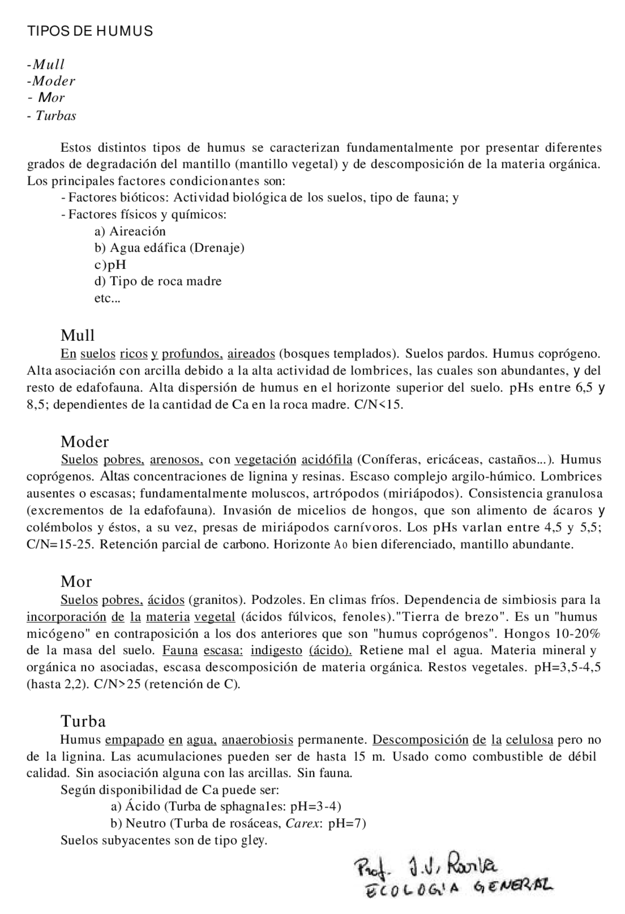TIPOS DE HUMUS - Apuntes de Ecología - Docsity