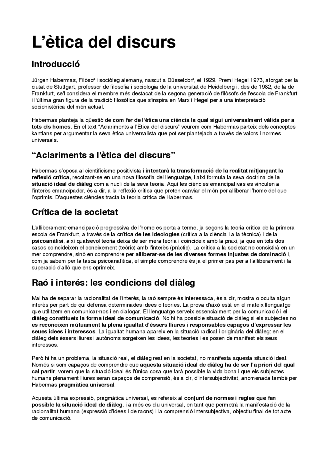 Ètica dialògica - Apuntes de Historia del Arte - Docsity