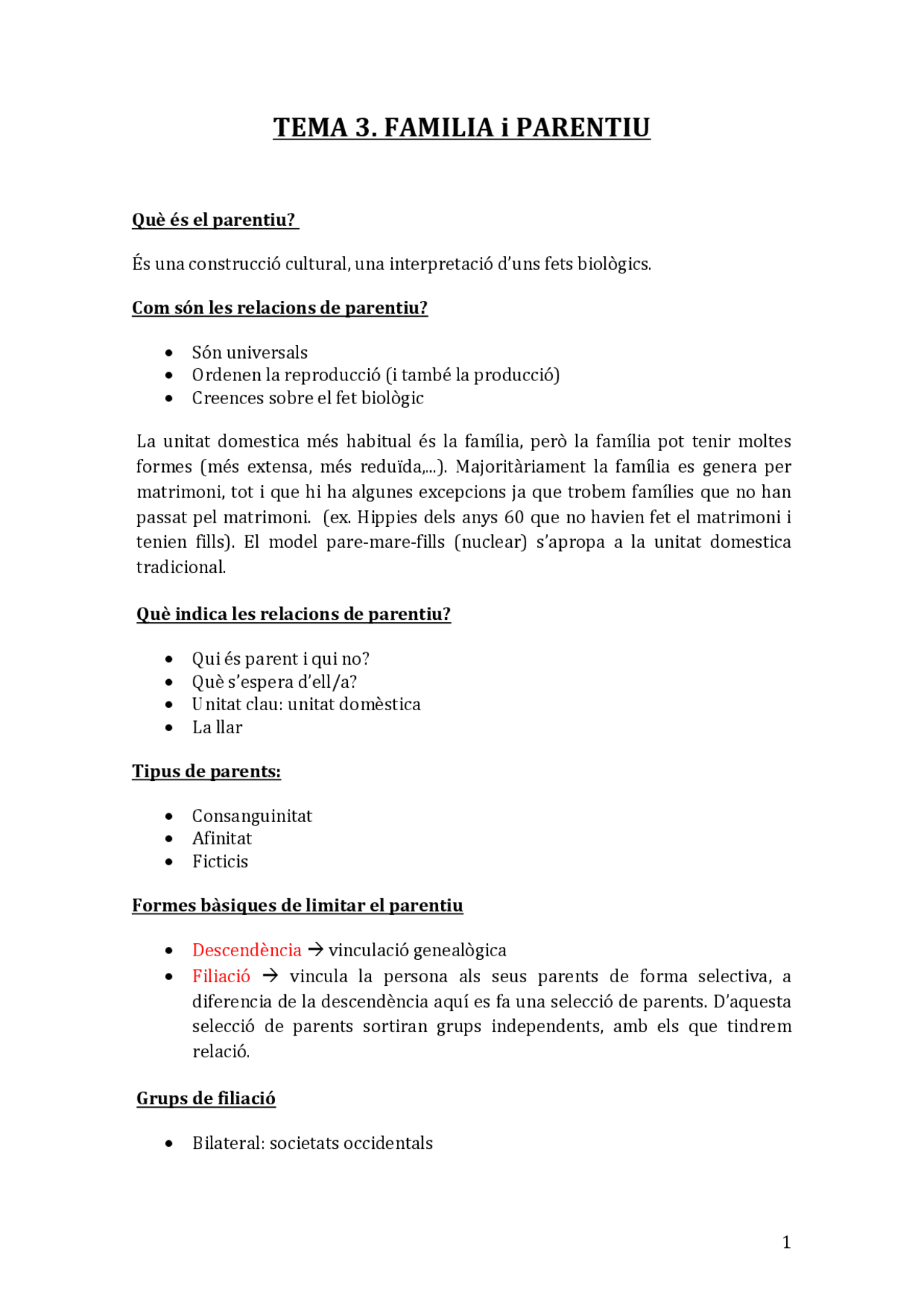 TEMA 3. FAMILIA i PARENTIU - Apuntes de Antropología Social - Docsity
