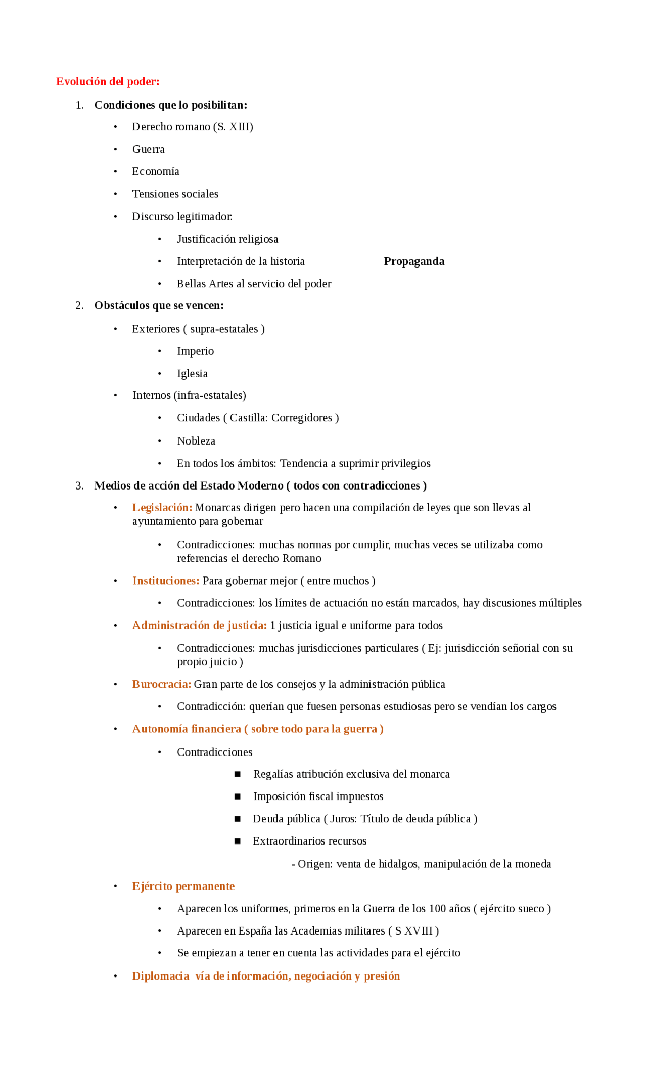 Evolución del poder - Apuntes de Historia - Docsity
